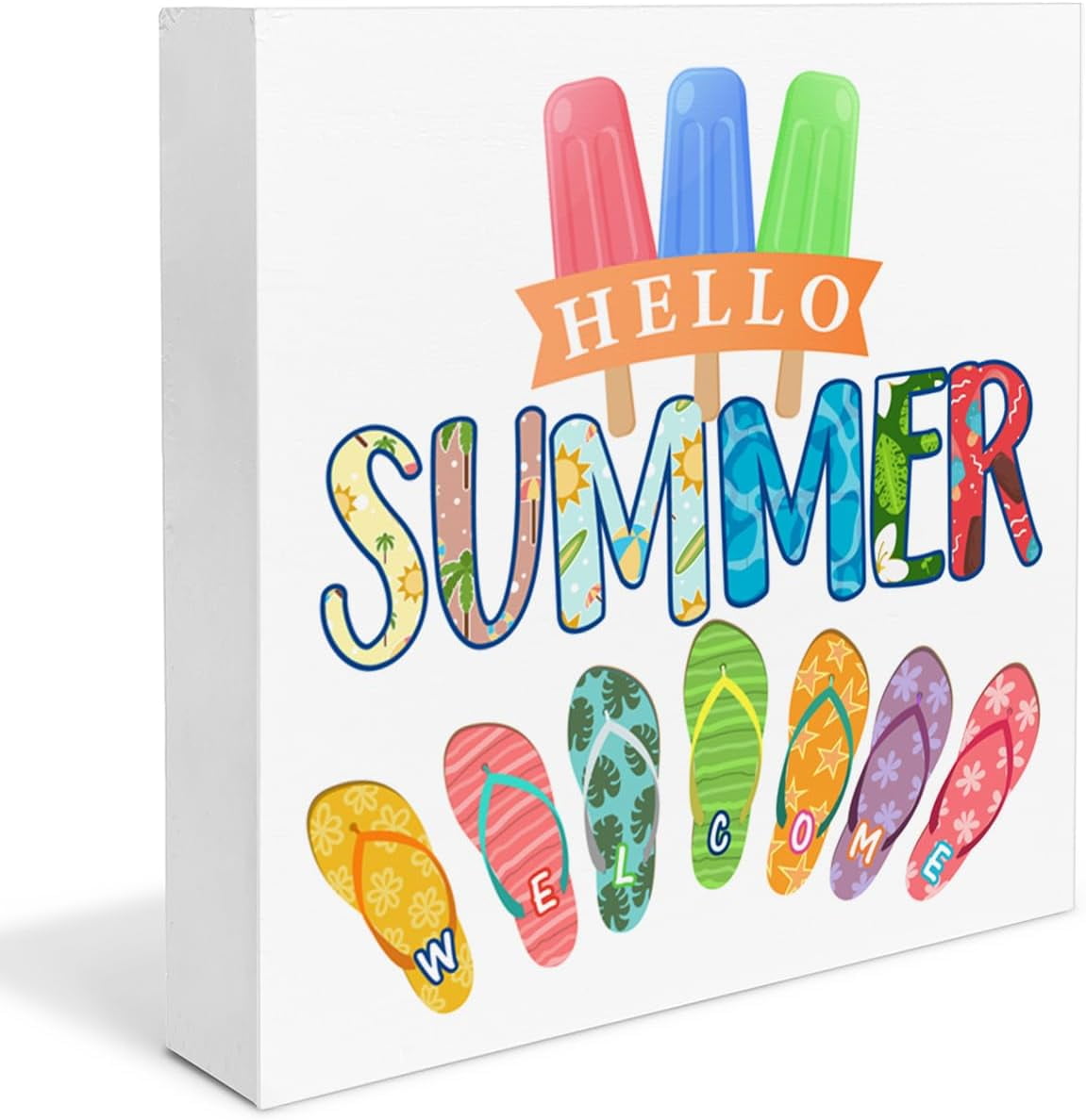 Summer Decor - Beach flip flop Decorations Hello Summer Wooden ...
