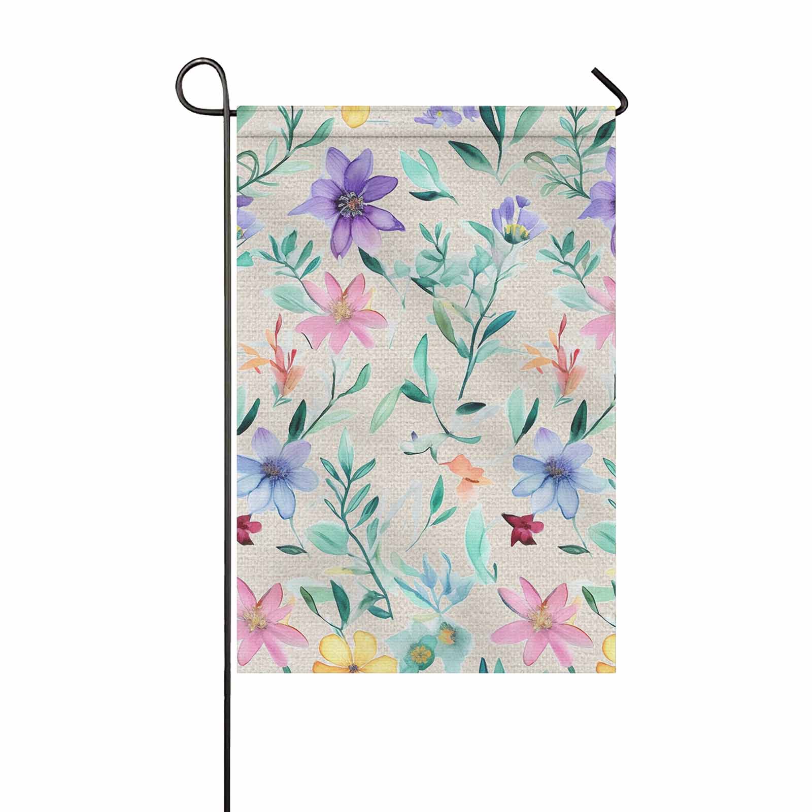 Summer Decor Garden Flag 12x18 Inches, Watercolor Flower Floral Leaves ...