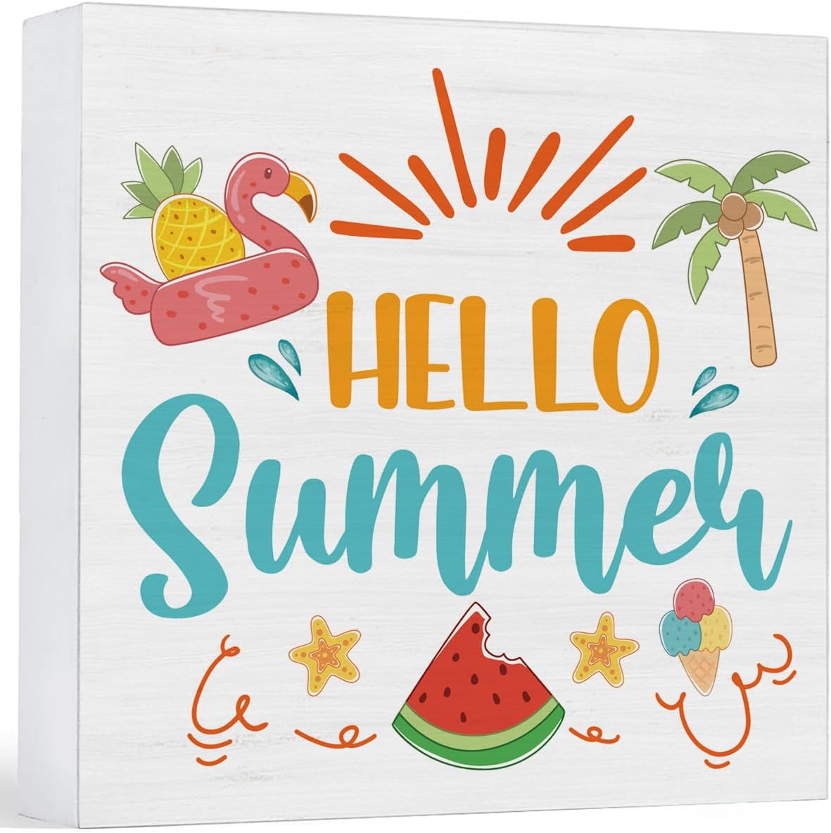 Summer Decor Hello Summer Wood Sign Beach Decorations Farmhouse Home ...