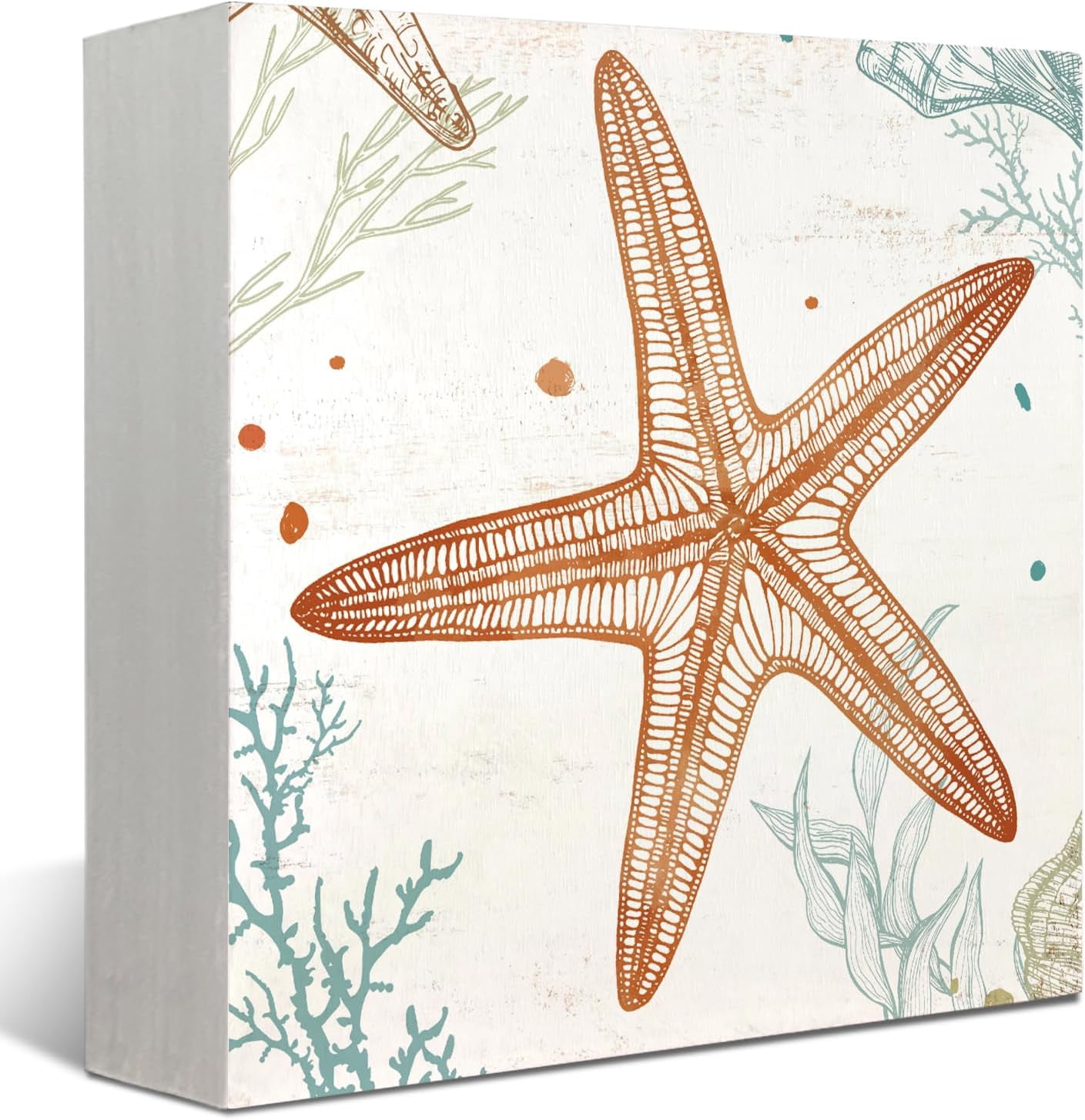 Summer Decor，Starfish Coastal Beach Wood Signs Home Decor - Beach Desk ...