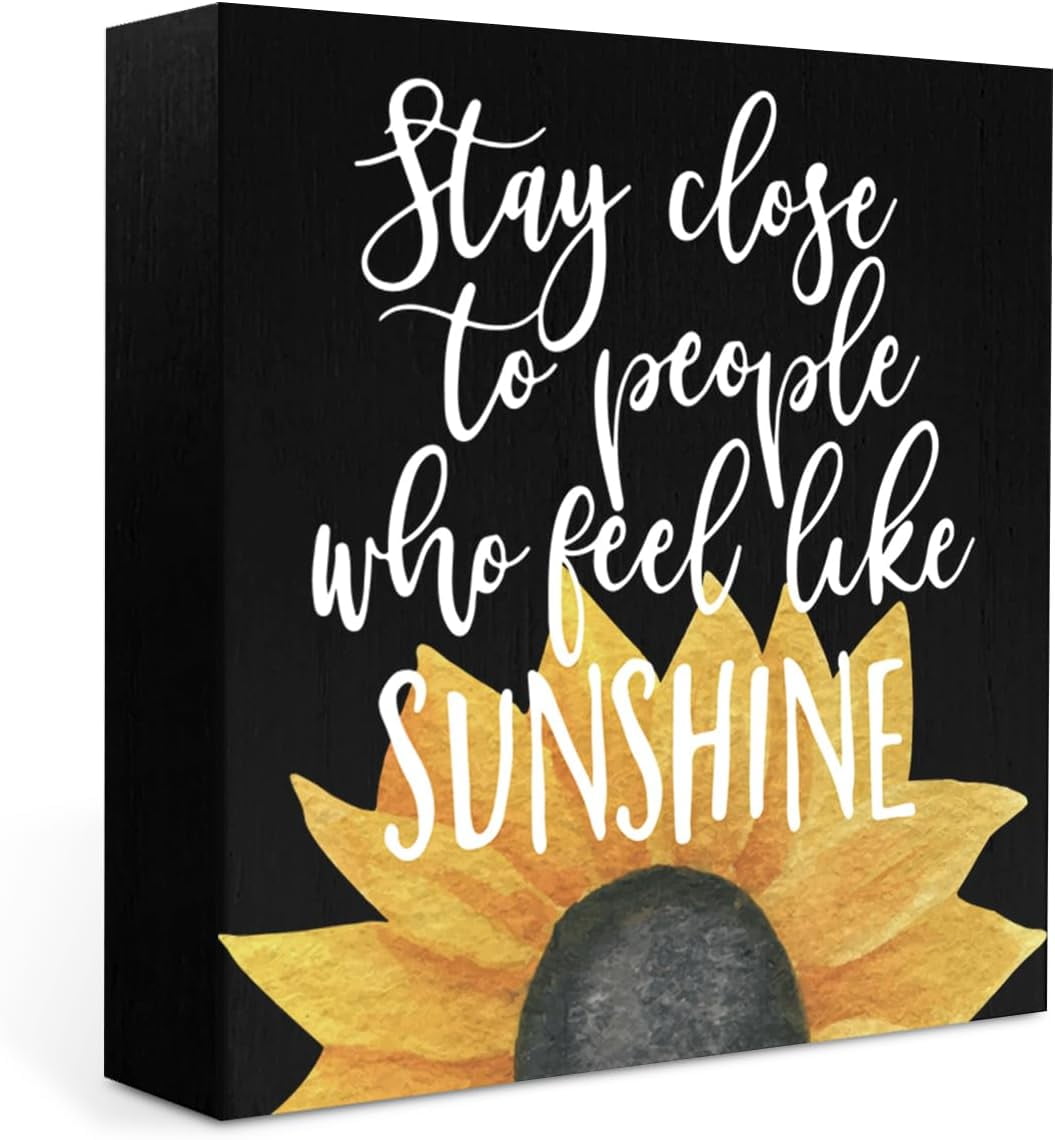 Summer Decor Sunshine Wood Box Sign 5 x 5 Inches Desk Decor Rustic ...