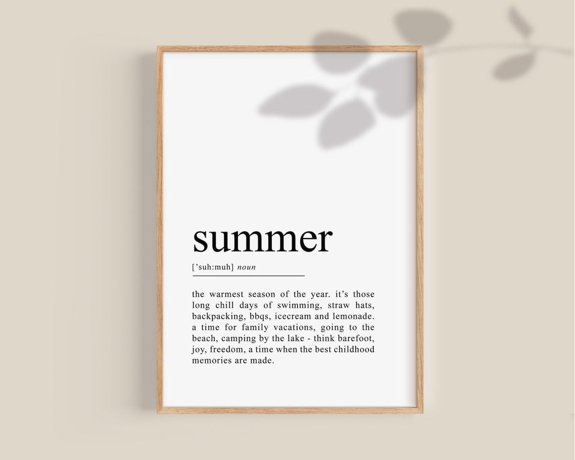 Summer Definition Poster, Seasons Posters, Seasonal Wall Decor, Nursery ...