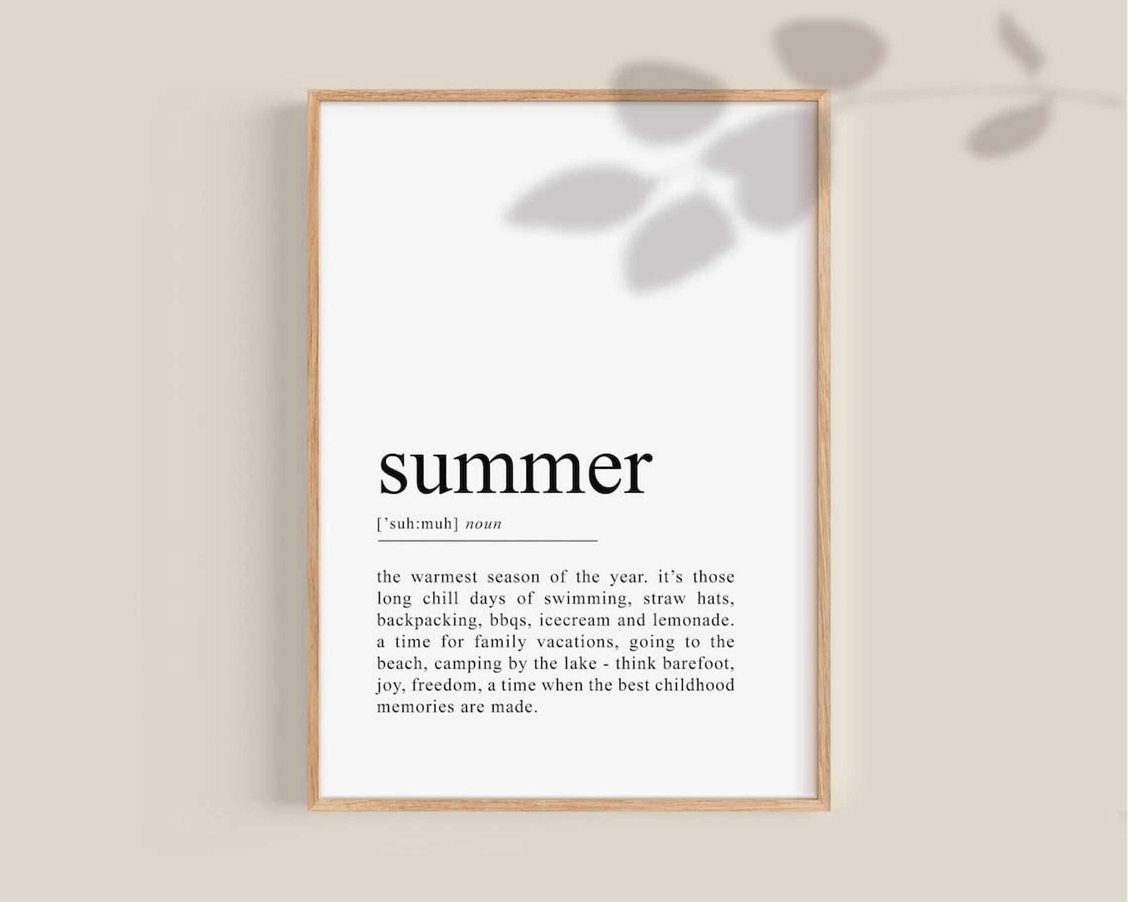 Summer Definition Poster Seasons s Seasonal Wall Decor Nursery ...