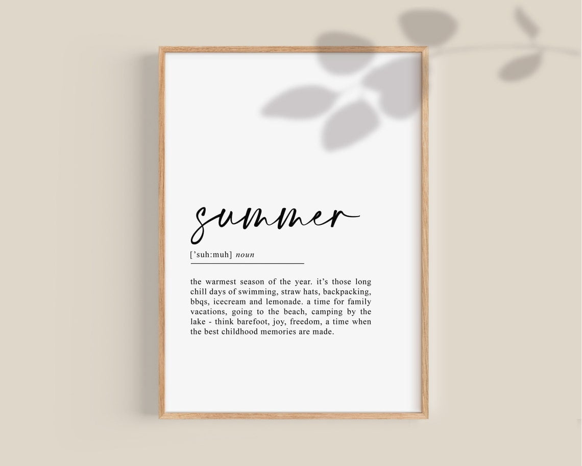 Summer Definition Poster Trendy Summer Posters Seasons Lake House Wall ...