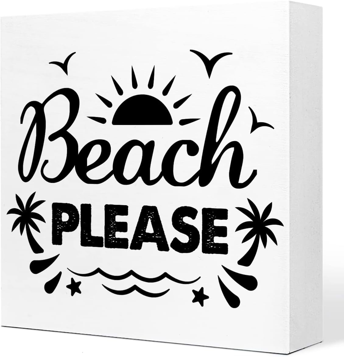 Summer Desk Decor,Beach Please Sunshine Sunset Beach Wooden Plaque Sign ...