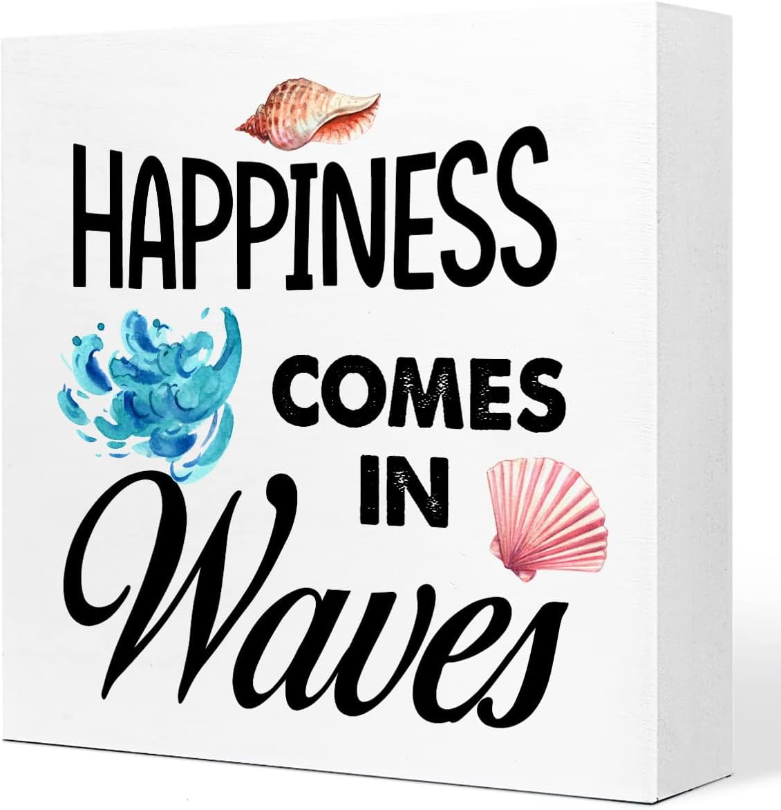 Summer Desk Decor,Happiness Comes in Waves Beach Wooden Plaque Sign ...