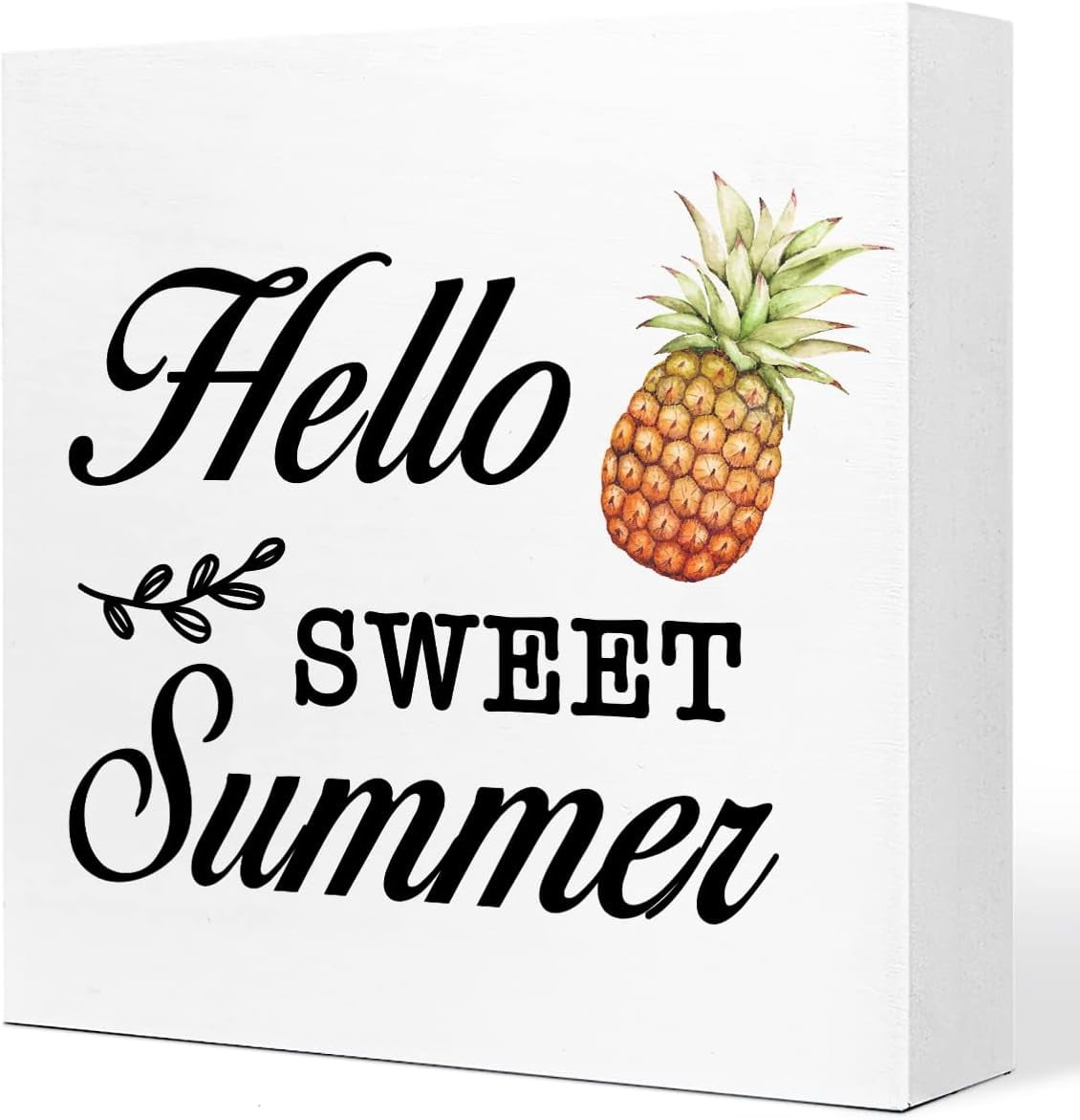 Summer Desk Decor, Hello Sweet Summer Pineapple Wooden Plaque Sign Desk ...