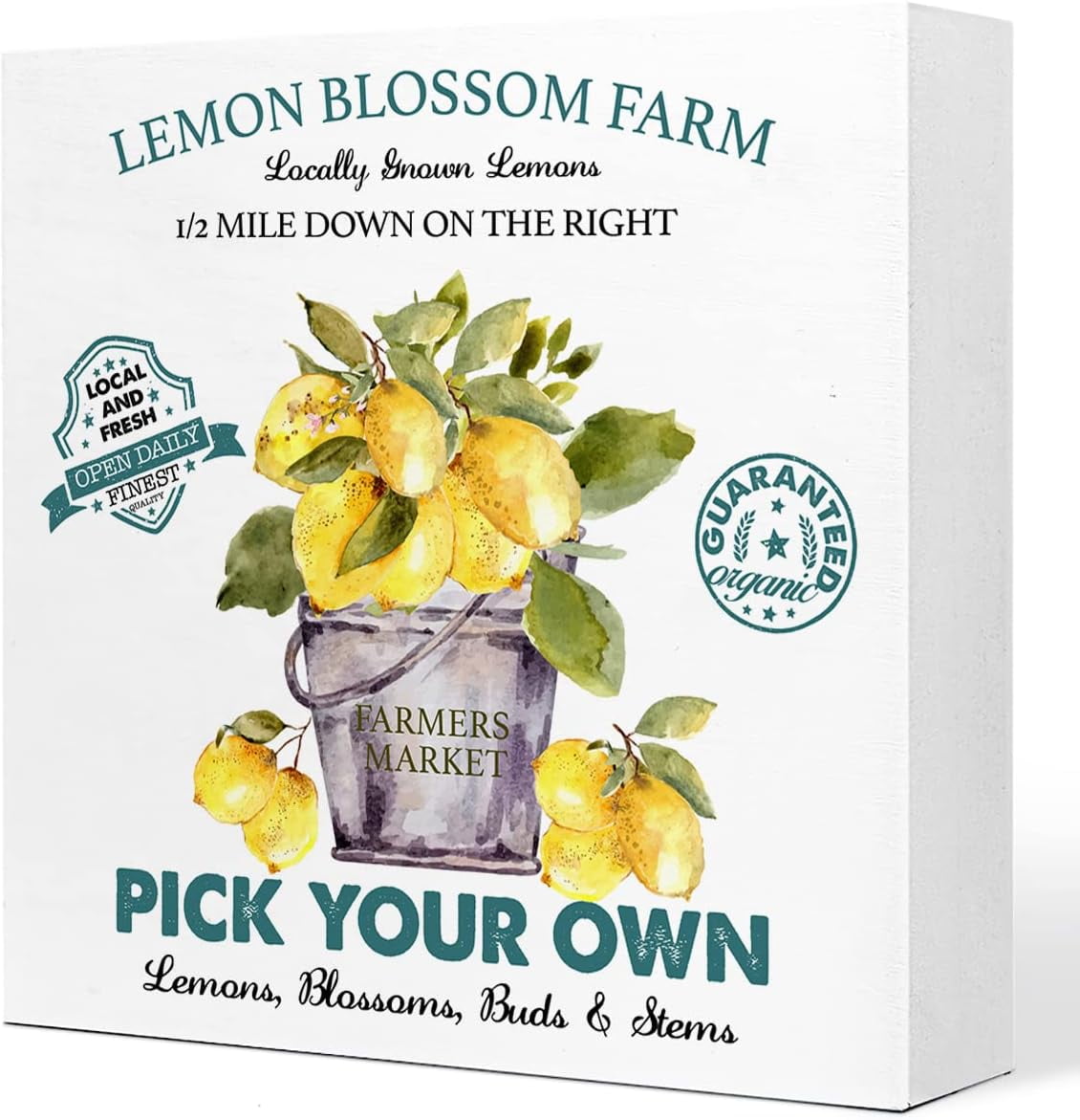 Summer Desk Decor,Lemon Blossom Farm Wooden Plaque Sign Desk Decor ...