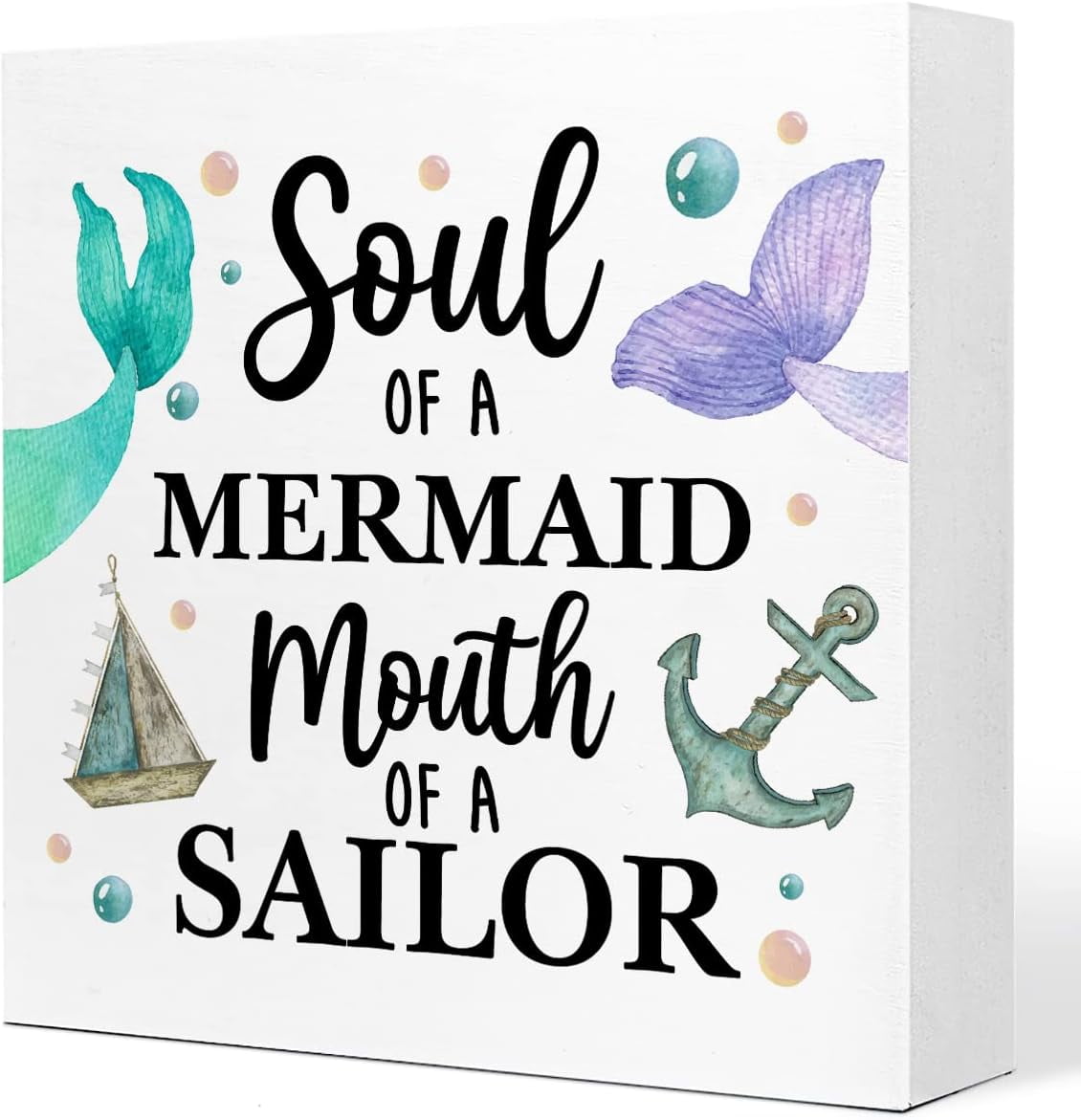 Summer Desk Decor,Soul of a Mermaid Mouth of a Sailor Wood Plaque Sign ...