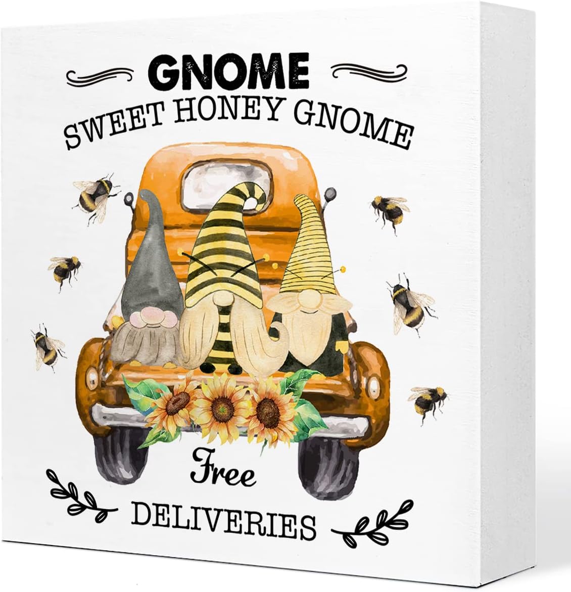 Summer Desk Decor,Sweet Honey Bee Gnome Wooden Plaque Sign Desk Decor ...