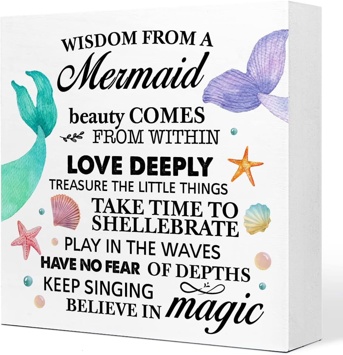 Summer Desk Decor,Wisdom from a Mermaid Inspirational Wood Plaque Sign ...