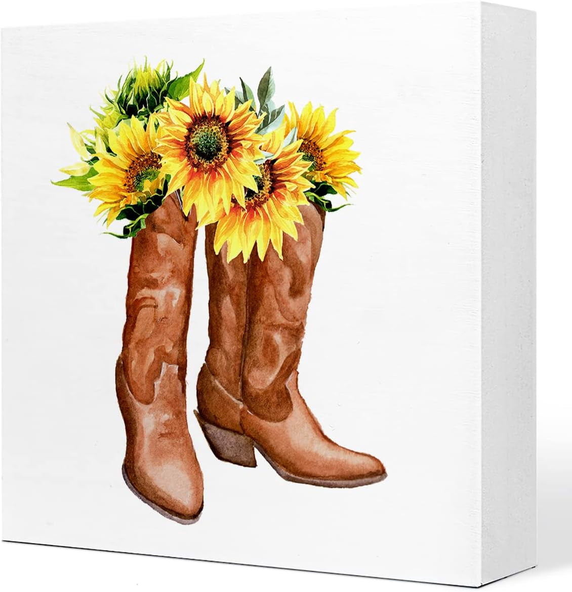 Summer Desk Deocr,Farmhouse Sunflower Western Cowgirl Boots Wooden ...