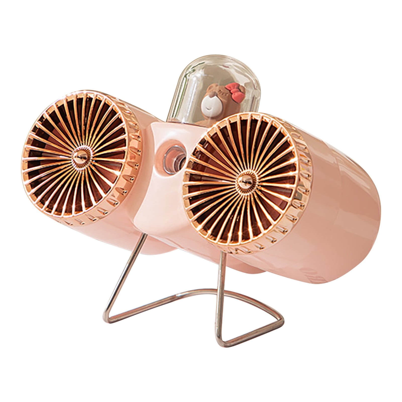 Summer Desk Fan, Mini Fan Silent Powerful Cute Cartoon Dual Head Desk ...