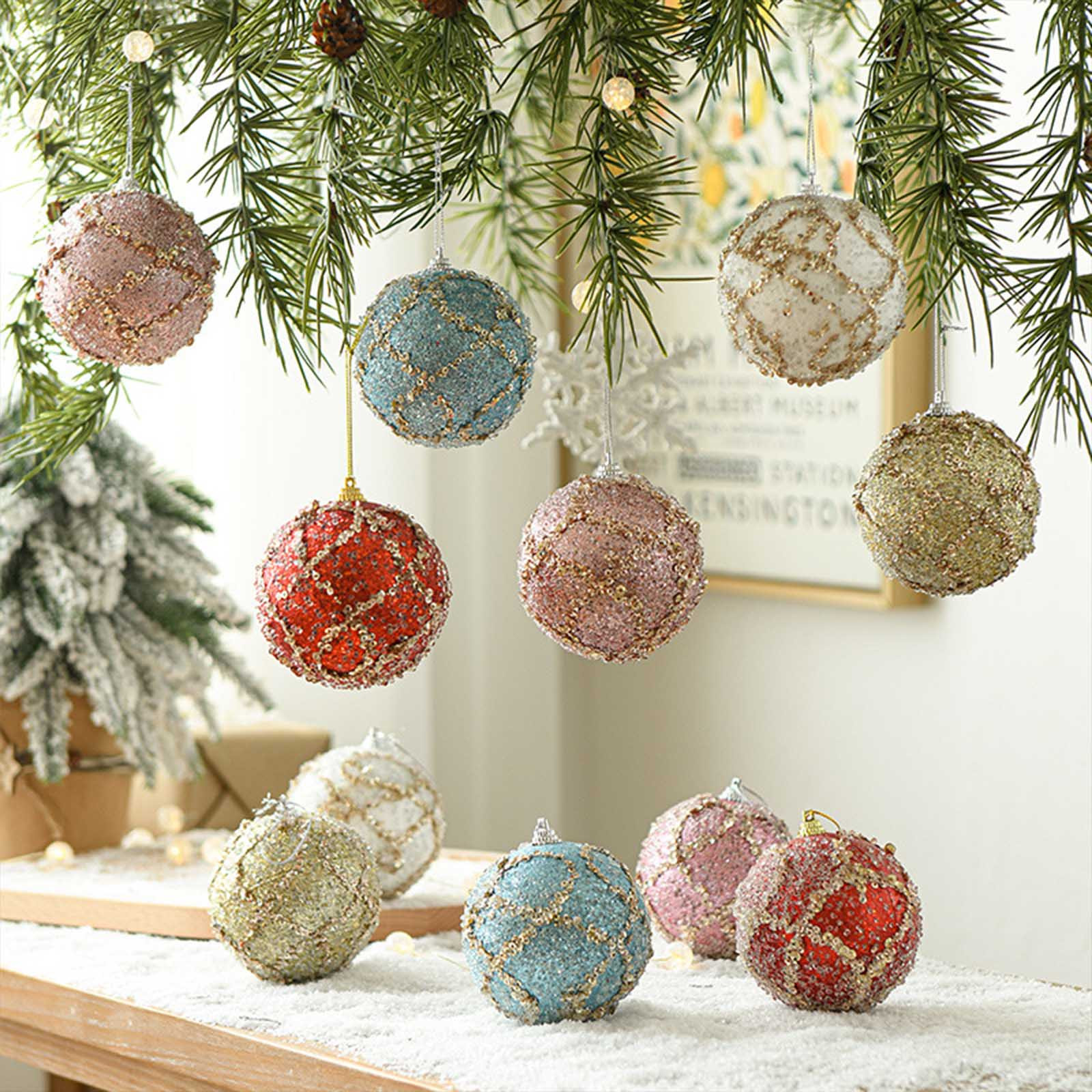 Summer Discount,8cm Christmas Tree Foam Pendant, Pearl Hanging ...