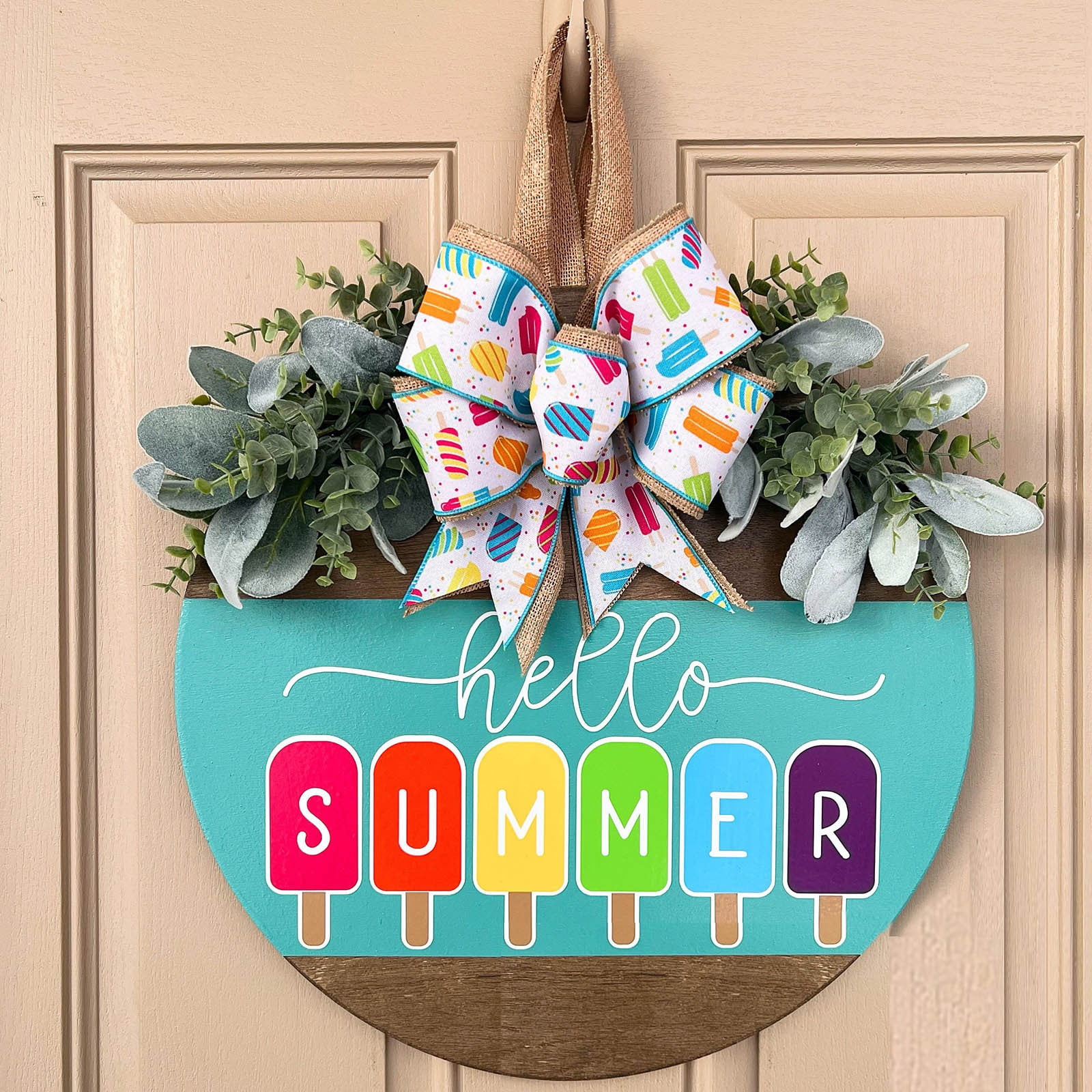 Summer Door Hanger Welcome Door Sign Hello Summer Door Hanger Round ...