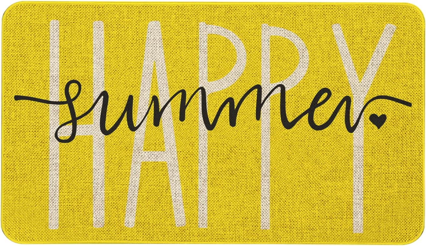 Summer Door Mat 30 X 17 Inch Happy Summer Yellow Doormat Indoor Outdoor ...