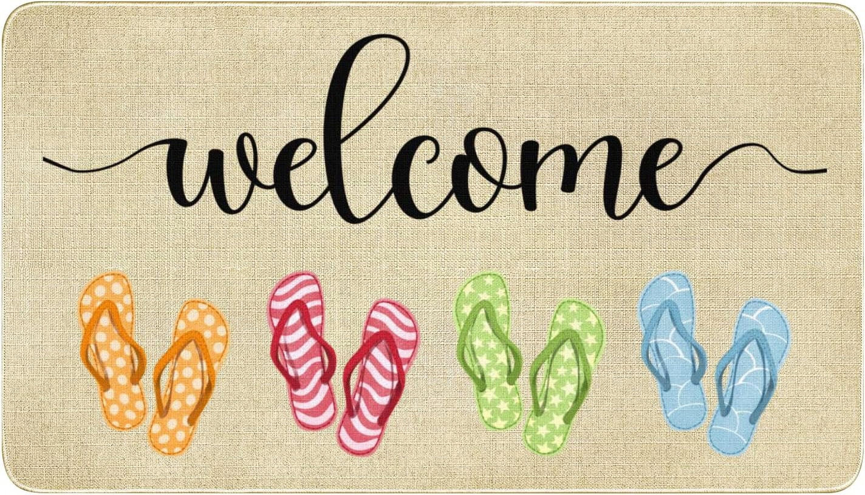 Summer Door Mat,Colorful Flip Flops Indoor Outdoor Non-Slip Summer ...