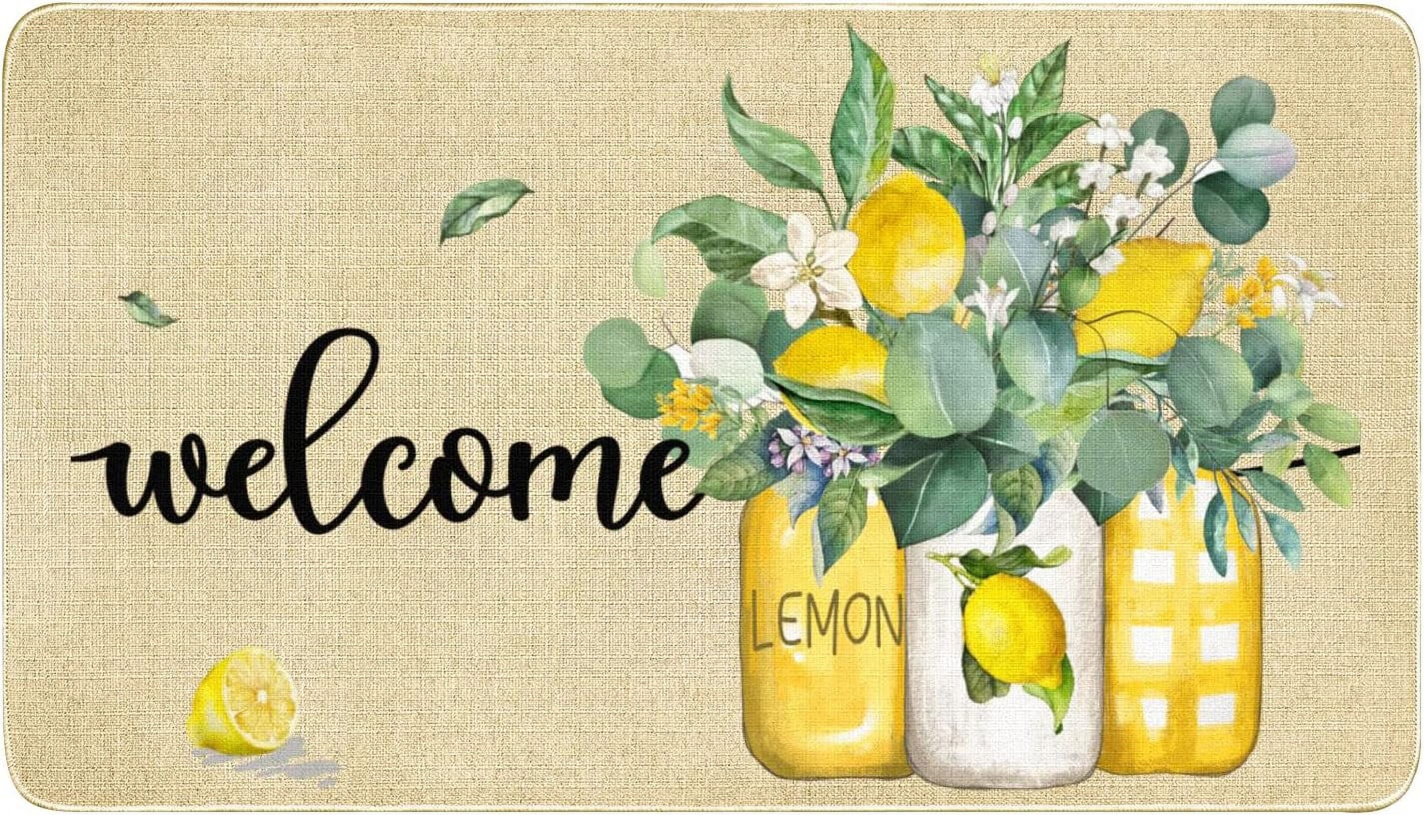 Summer Door Mat,Lemon Yellow Indoor Outdoor Non-Slip Summer Doormat ...