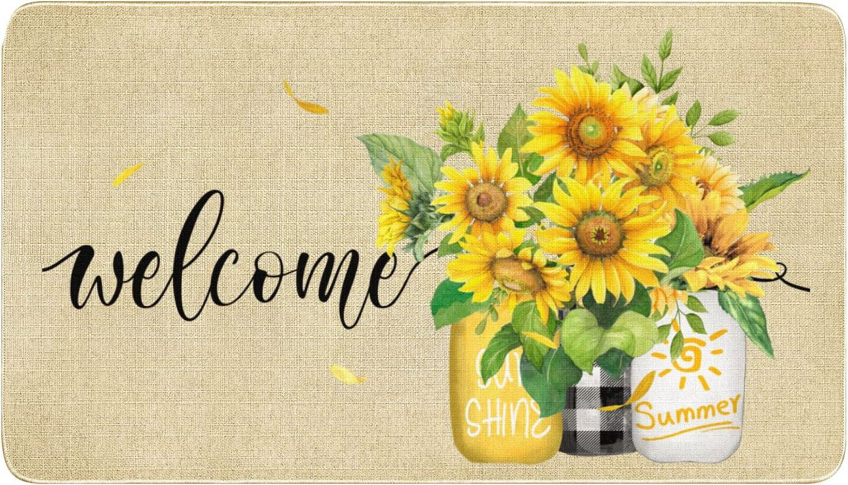 Summer Door Mat,Sunflower Yellow Indoor Outdoor Non-Slip Summer Doormat ...