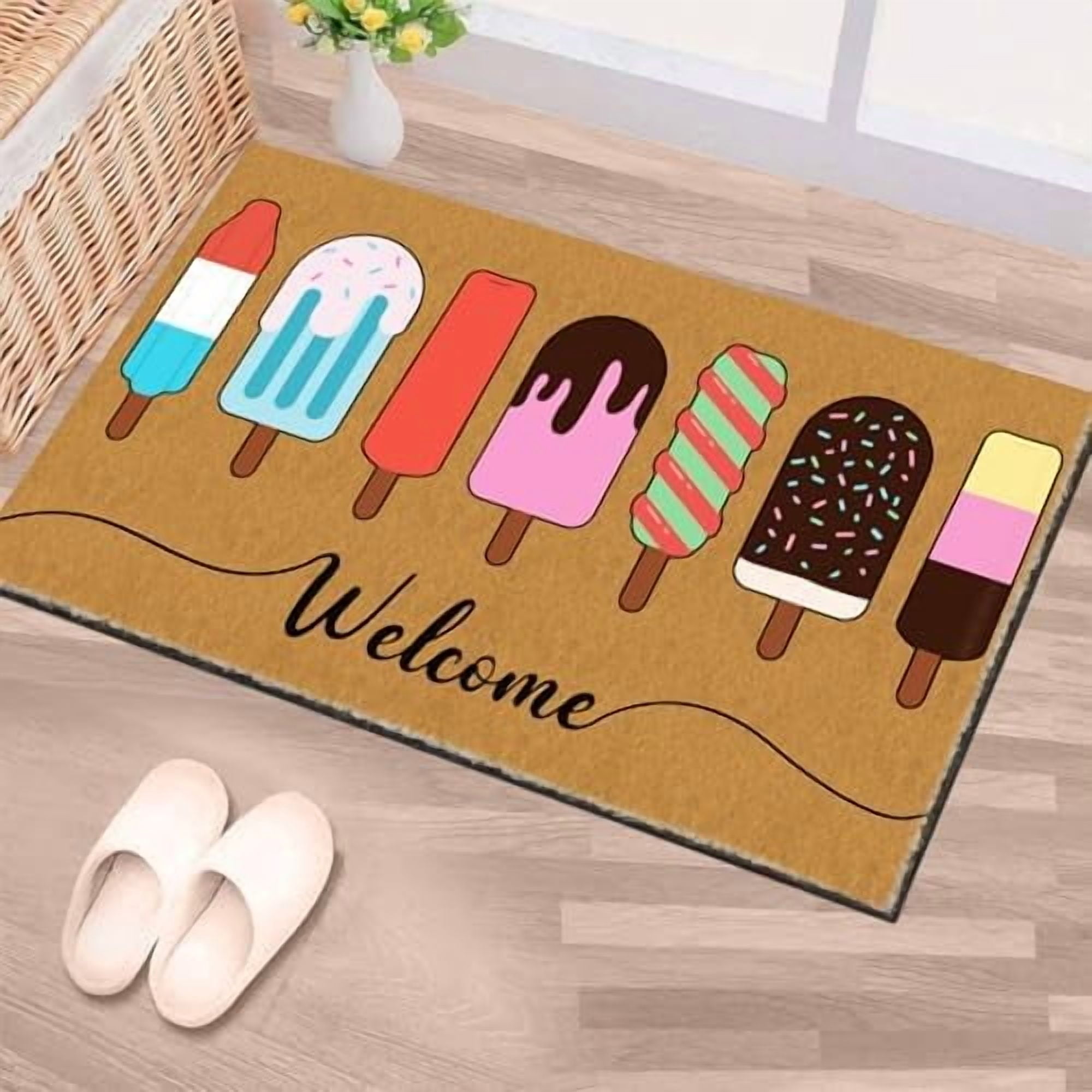 Summer Doormat Ice Cream Welcome Mat 30 x 18 Inch Natural Coir Fiber ...