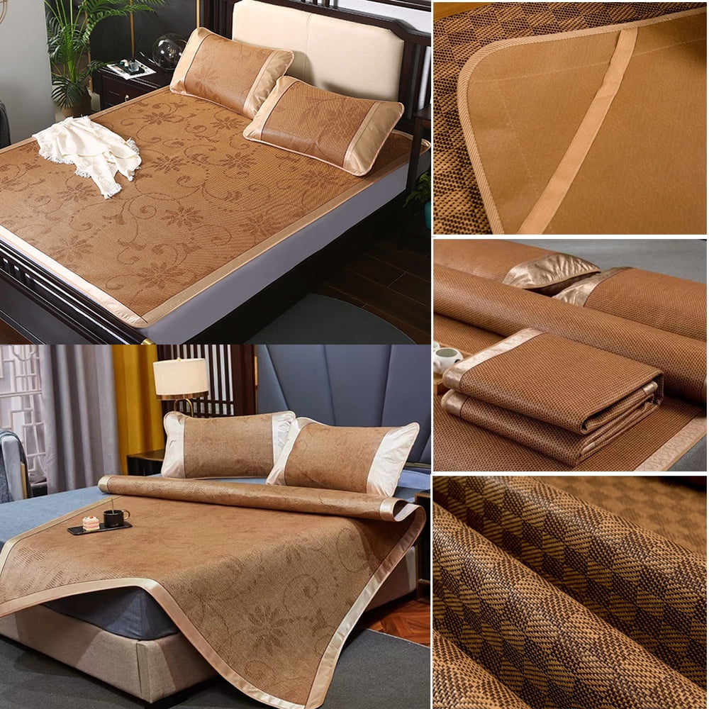 Summer Double-sided Antique Rattan Cooling Mat Three Piece Set Bedding ...