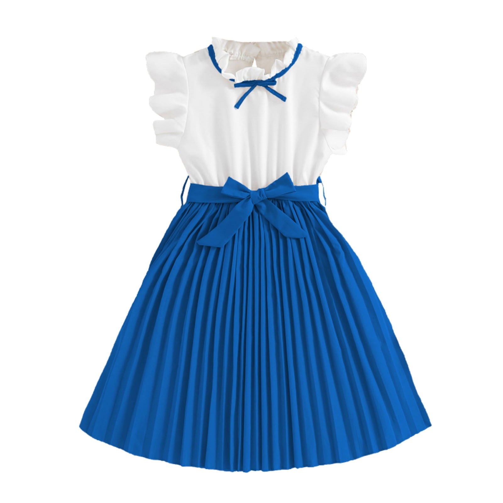 Summer Dress Girls' Flutter Sleeve Color Block Princess Dress | Korean ...