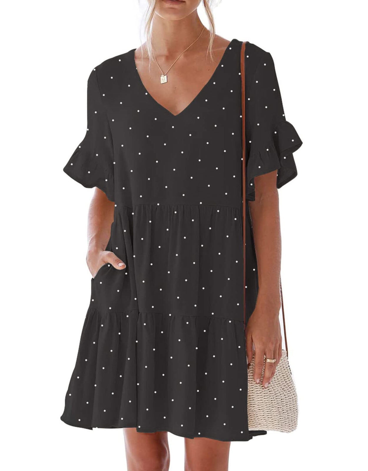 Summer Dress for Women Plus Size Ruffled Short Sleeve Floral Print ...