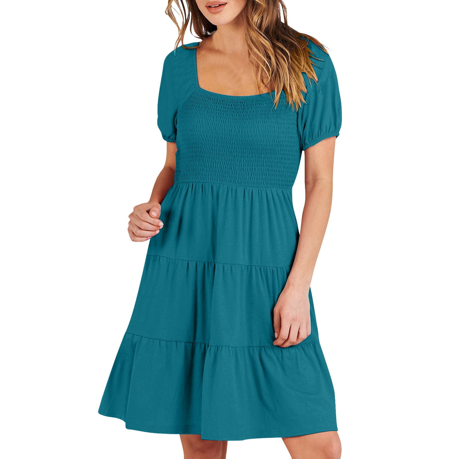 Summer Dresses 2023 Women Mini Dresses Puff Sleeve Cute Short Dress ...