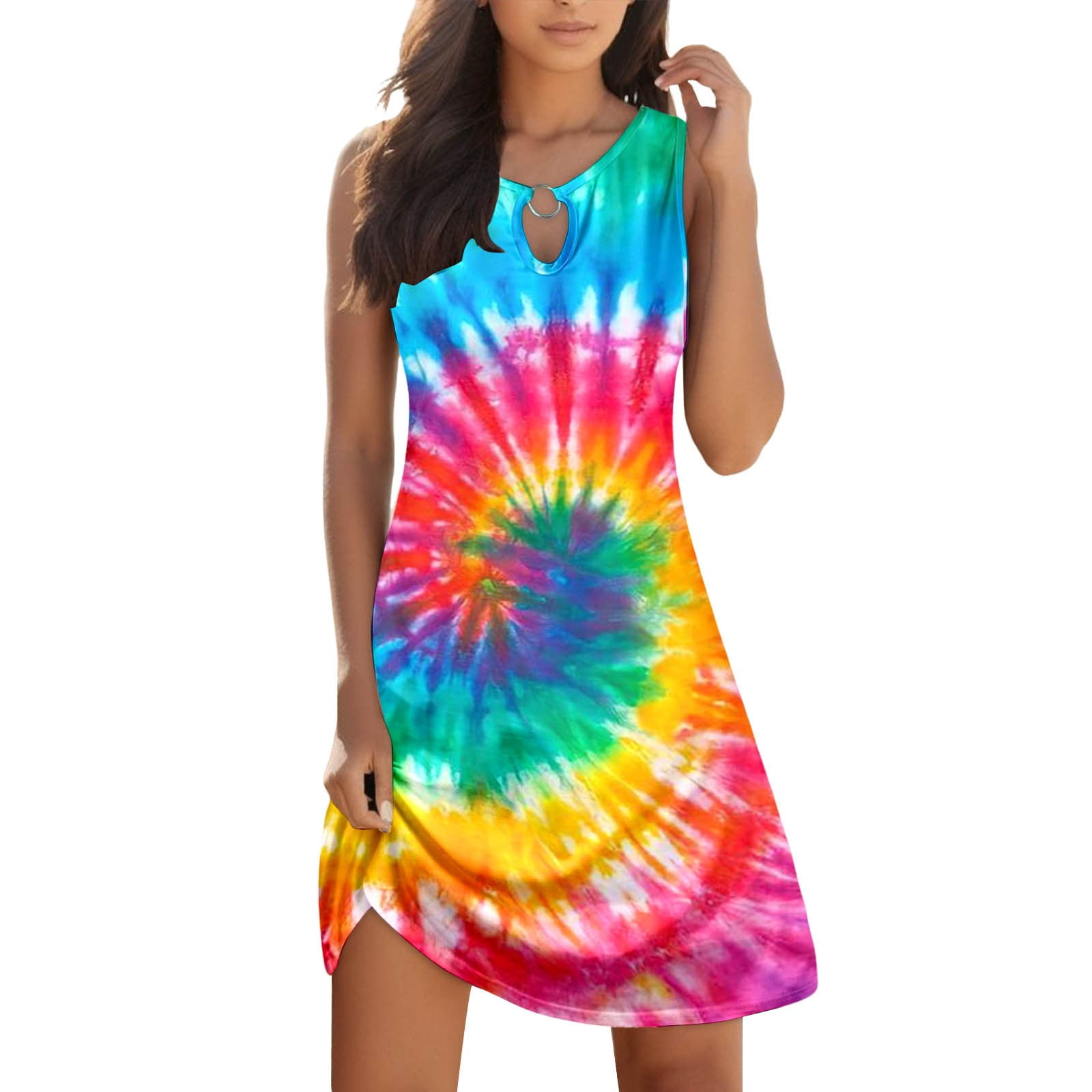 Summer Dresses For Women 2024 Trendy Keyhole Sleeveless Tank Sundress ...