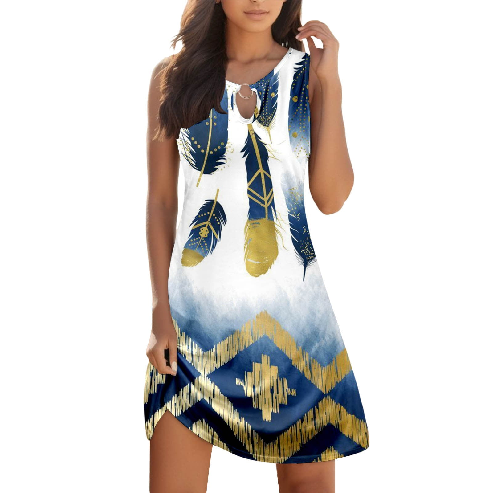 Summer Dresses For Women 2024 Trendy Keyhole Sleeveless Tank Sundress ...