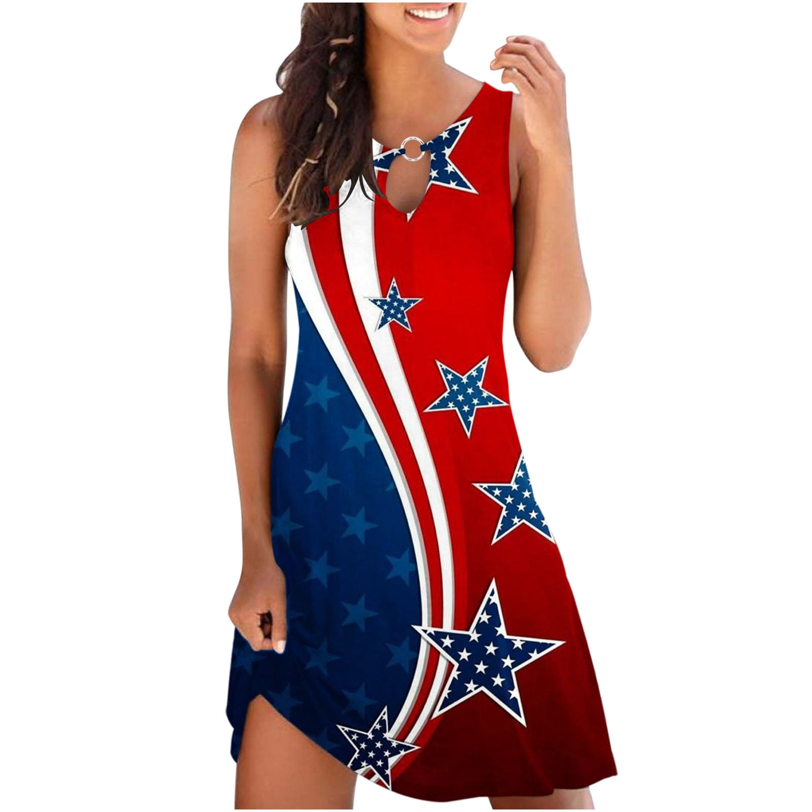 Summer Dresses for Women 4th of July Aline Tank Top Dress with Keyhole ...