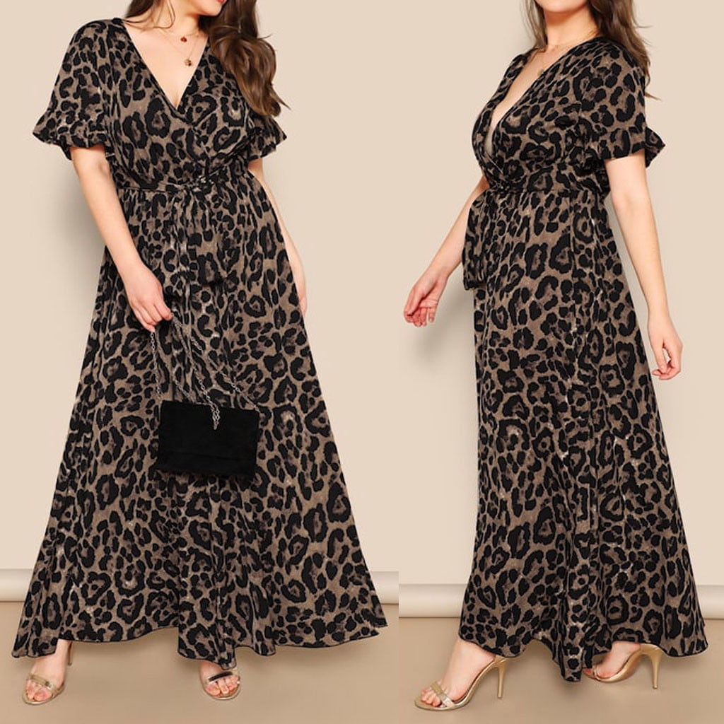 Summer Dresses for Women 2025 High Waisted Leopard Print Plus Size ...