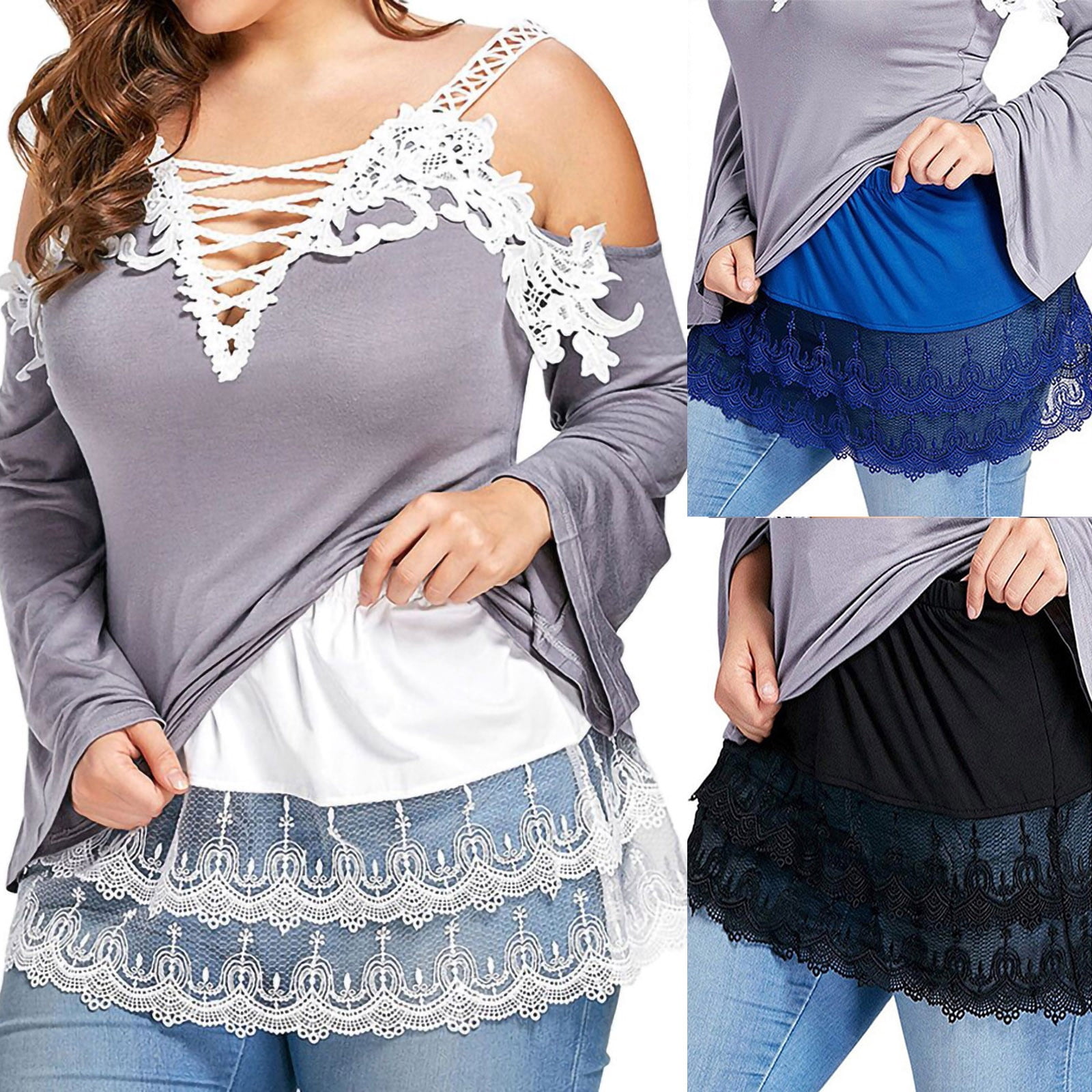 Summer Dresses for Women 2025 S Layered Tiered Sheer Lace Trim Extender ...