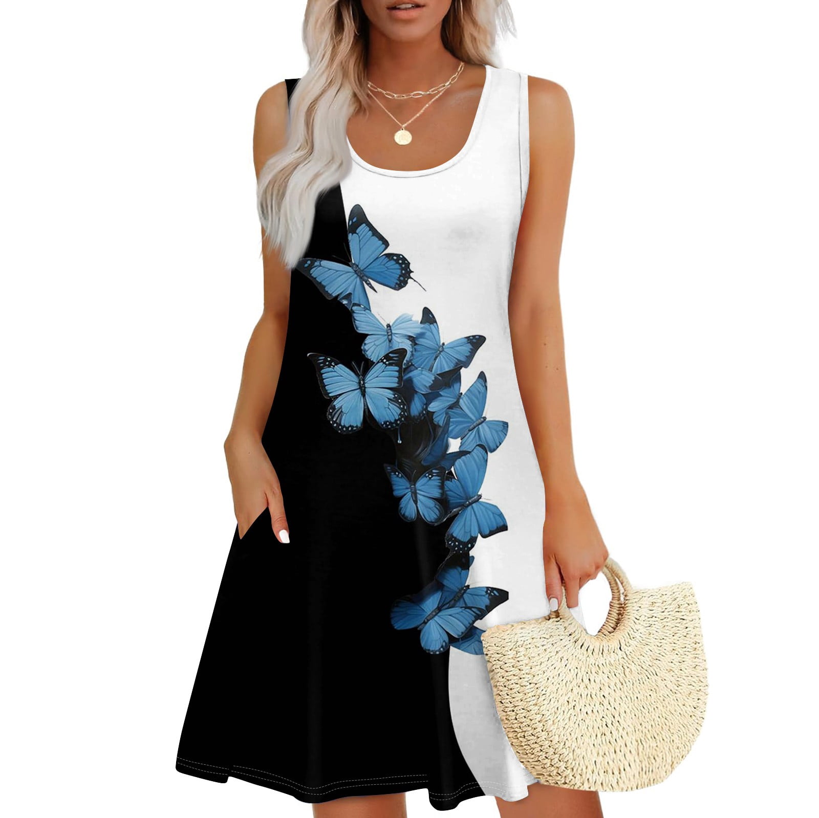 Summer Dresses for Women 2026 Casual Sleeveless Sundress Floral Loose ...