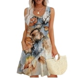 Summer Dresses for Women 2026 Casual Sleeveless Sundress Floral Loose ...