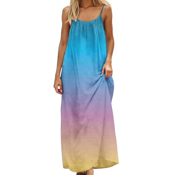 Summer Dresses for Women 2026 Spaghetti Strap Backless Gradient Maxi ...
