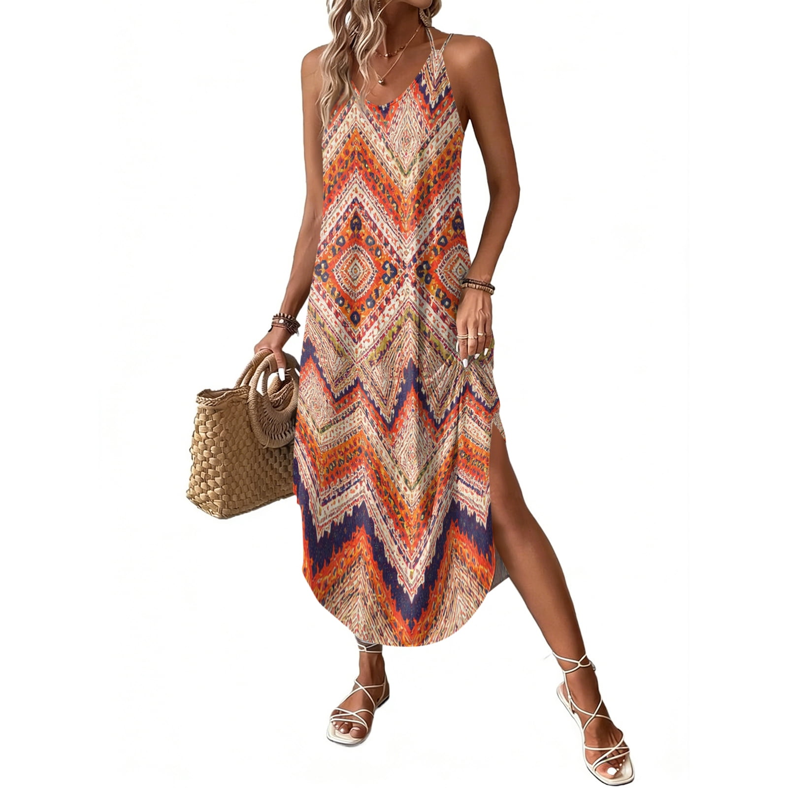 Summer Dresses for Women Boho Halter Dress Sundresses Beach Vacation ...