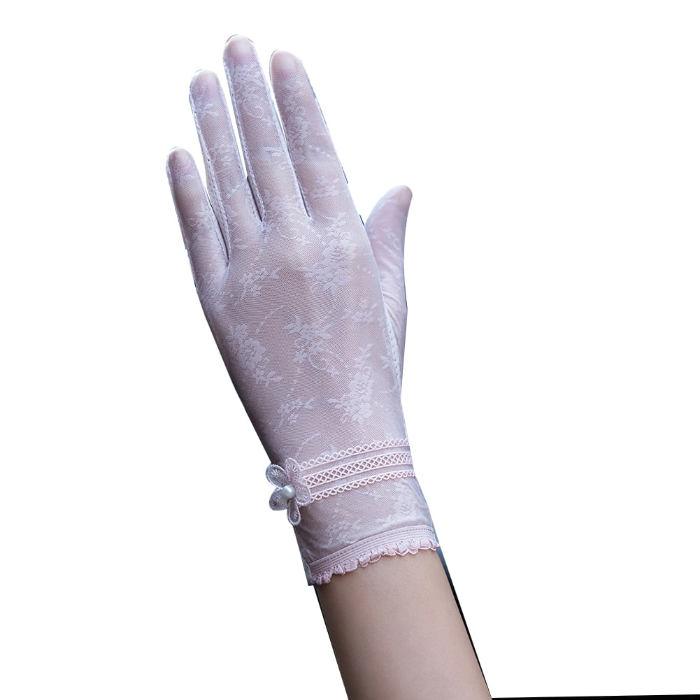 Summer Driving Women Touch Screen Sunscreen Gloves Anti-UV Sheer Lace ...