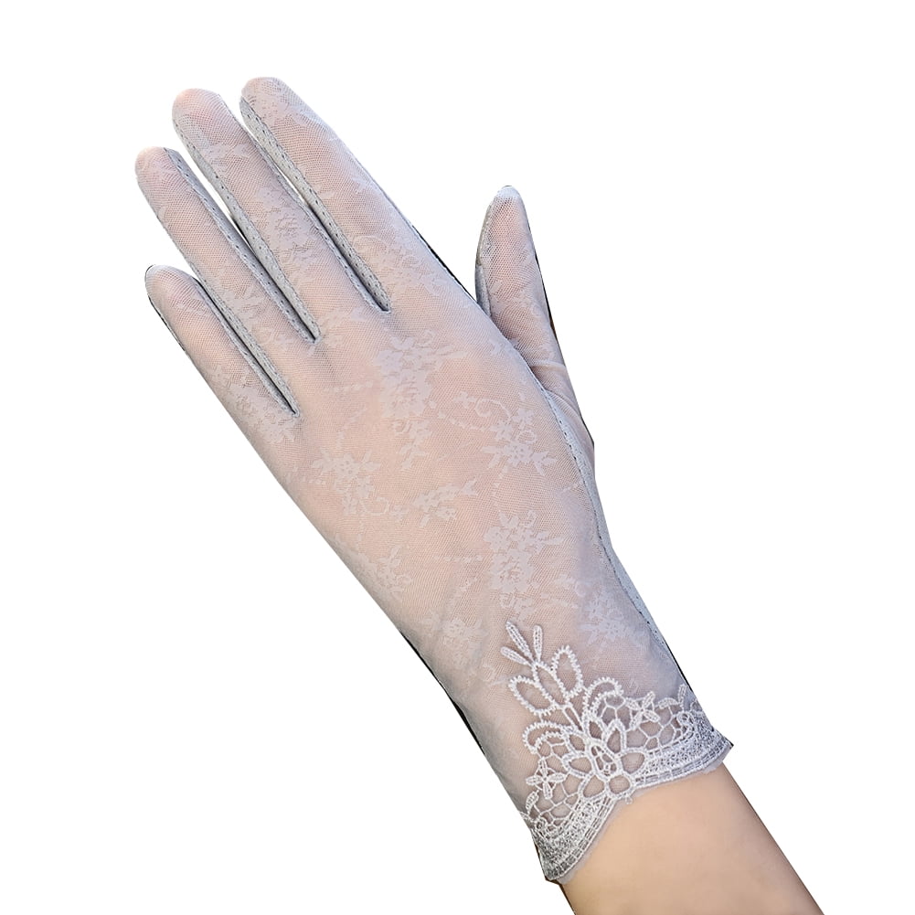 Summer Driving Women Touch Screen Sunscreen Gloves Anti-UV Sheer Lace ...