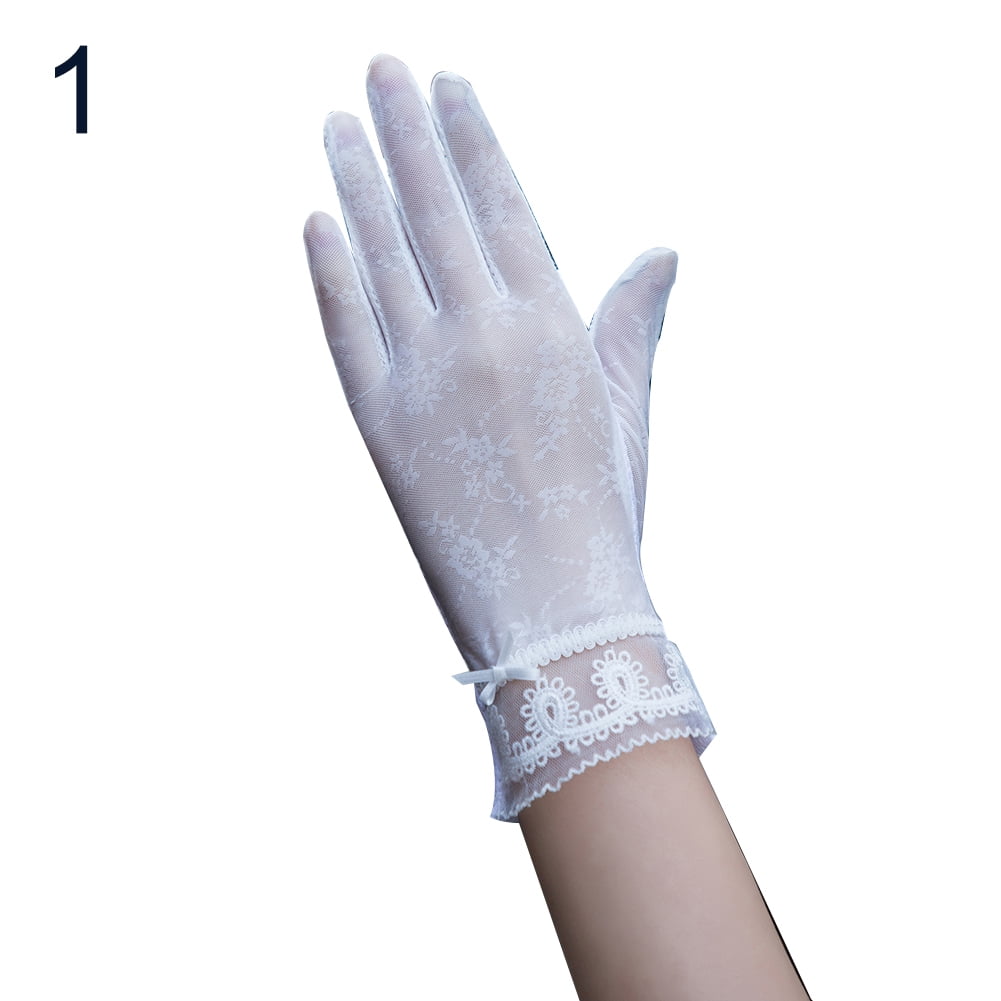 Summer Driving Women Touch Screen Sunscreen Gloves Anti-UV Sheer Lace ...