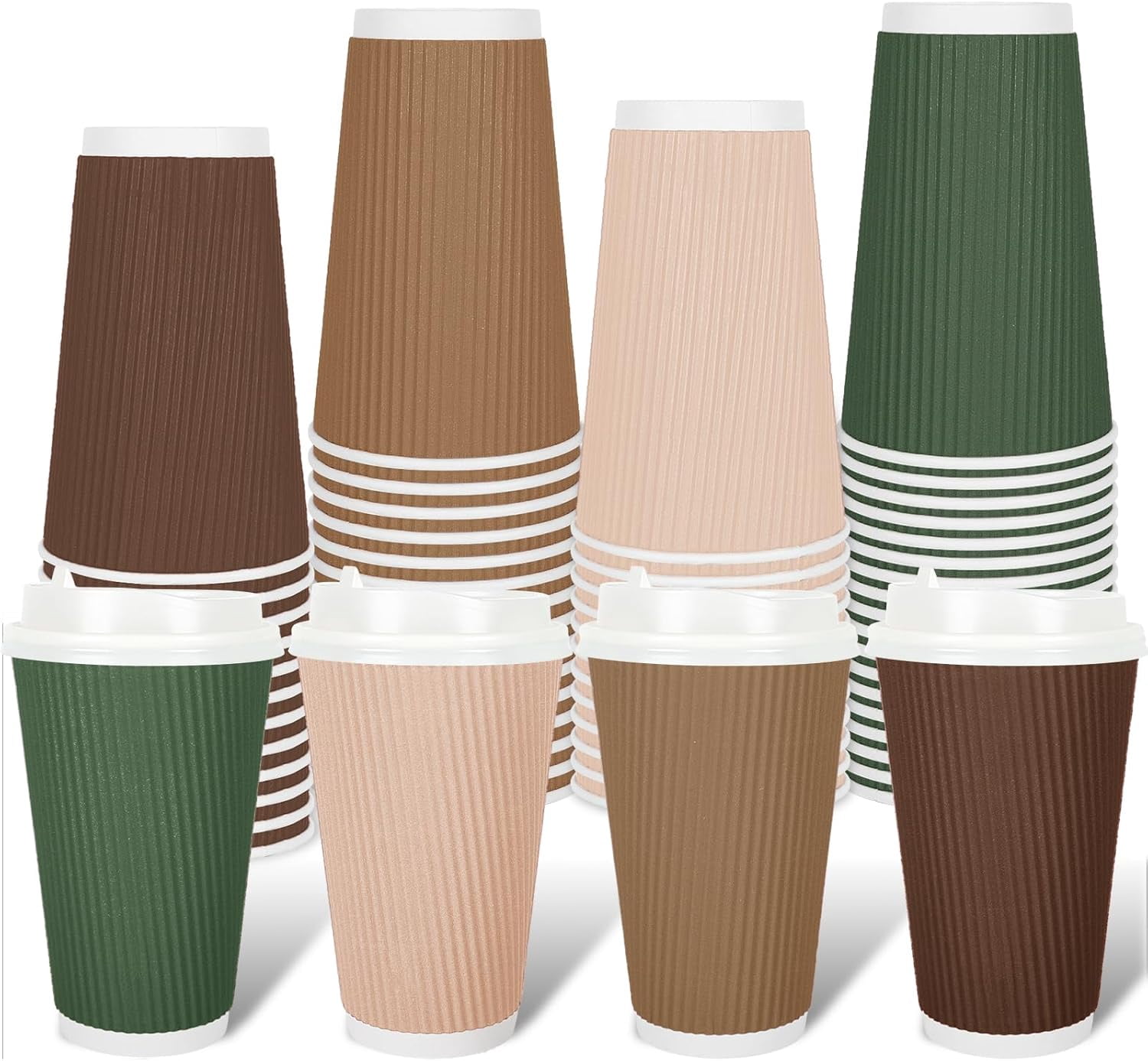 Summer Dusty Blue Disposable Coffee Cups with Lids Gradient Blue Paper ...