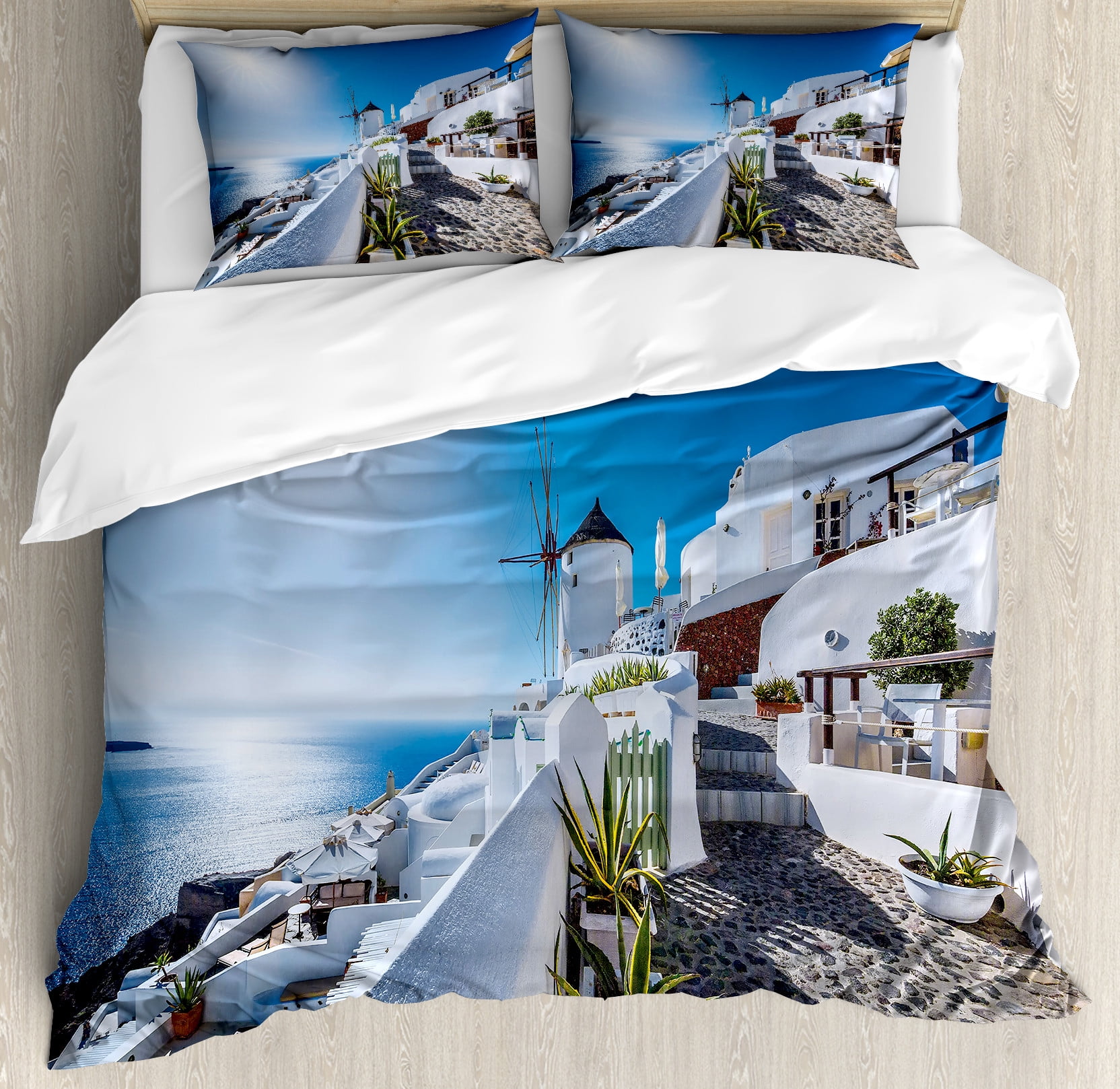 Summer Duvet Cover Set, Oia Village in Santorini Island Greece with ...