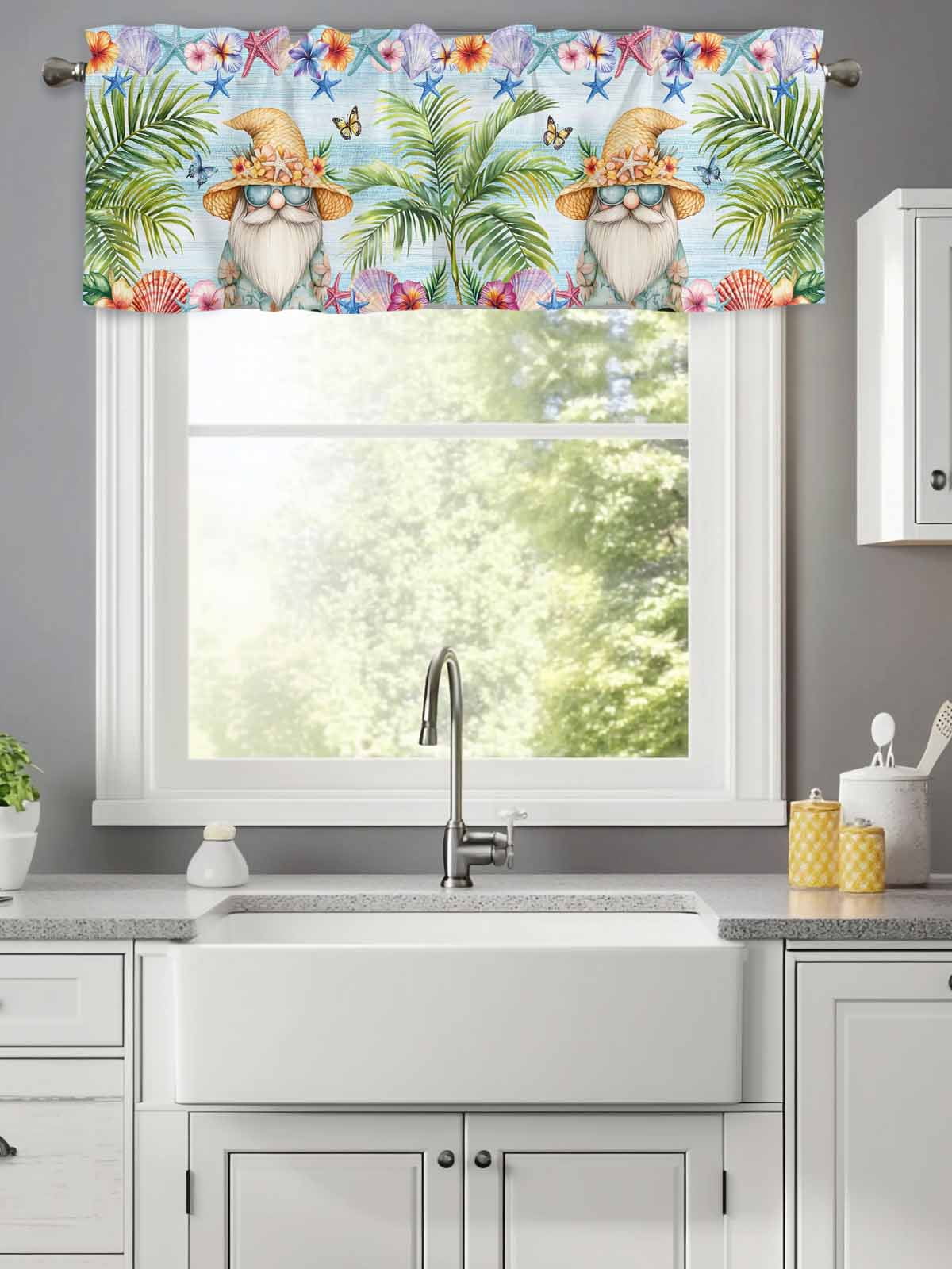 Summer Dwarf Shell Starfish Valances for Windows,Kitchen Valance Rod ...