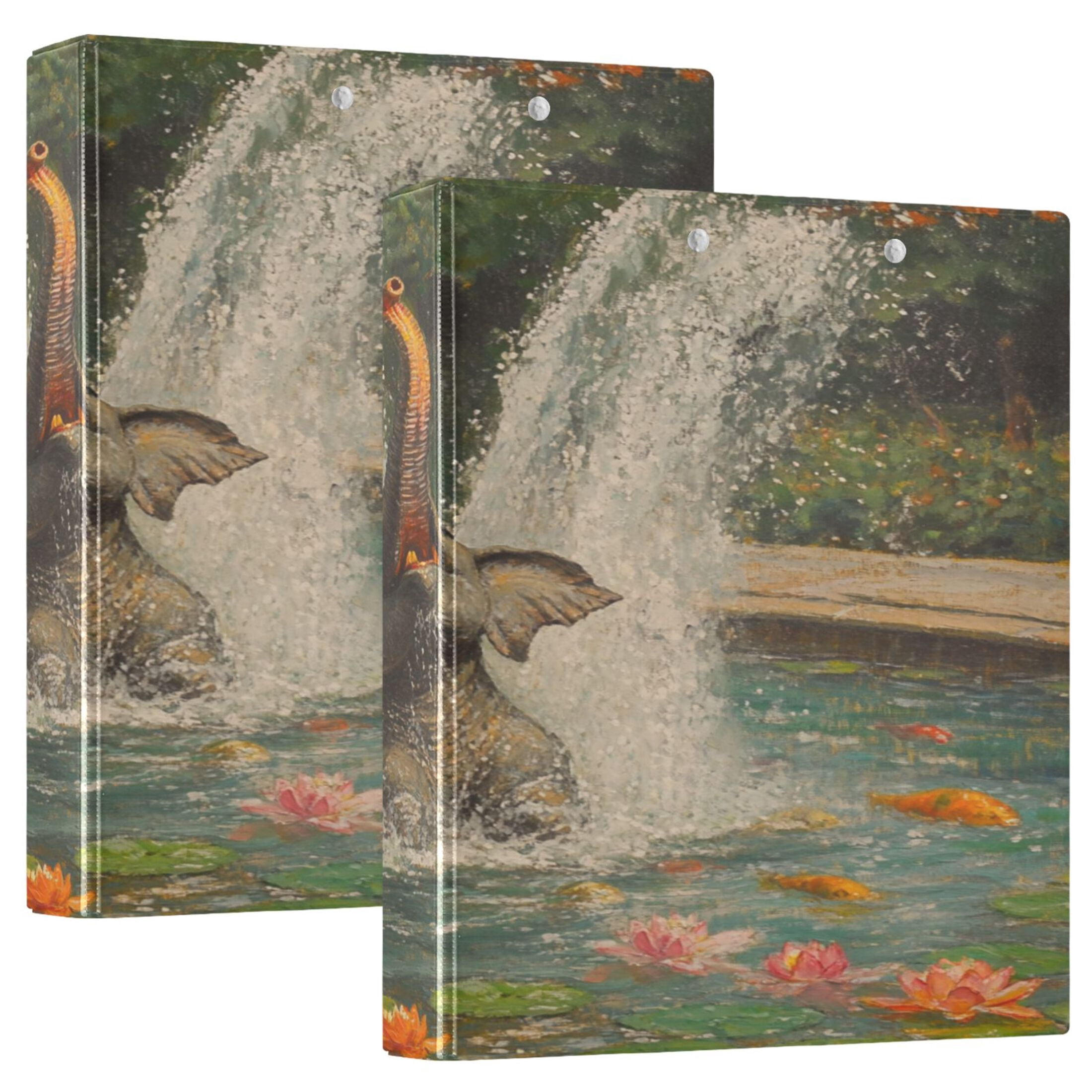 Summer Elephant 12.4x10.6in PVC Round Ring Binders, 2-Pack, D-Ring 3 ...