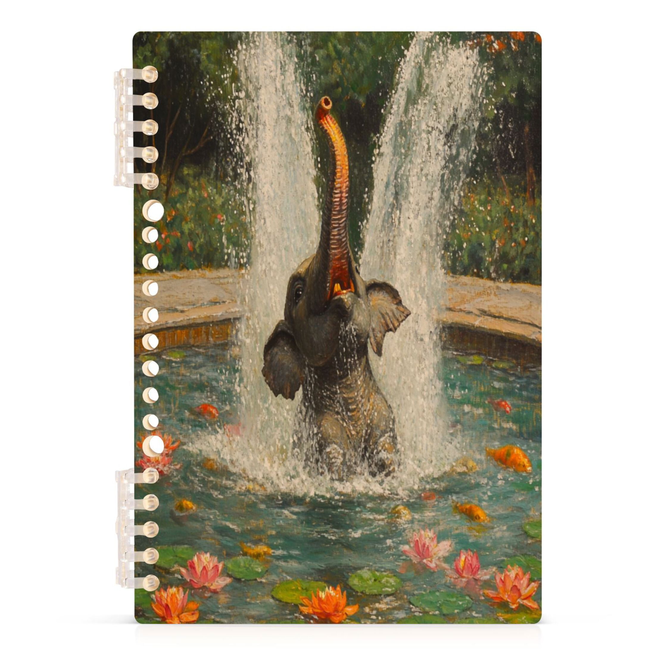 Summer Elephant A5 8.3x5.7in PP Notebook, Adjustable Rings, 60 Sheets ...