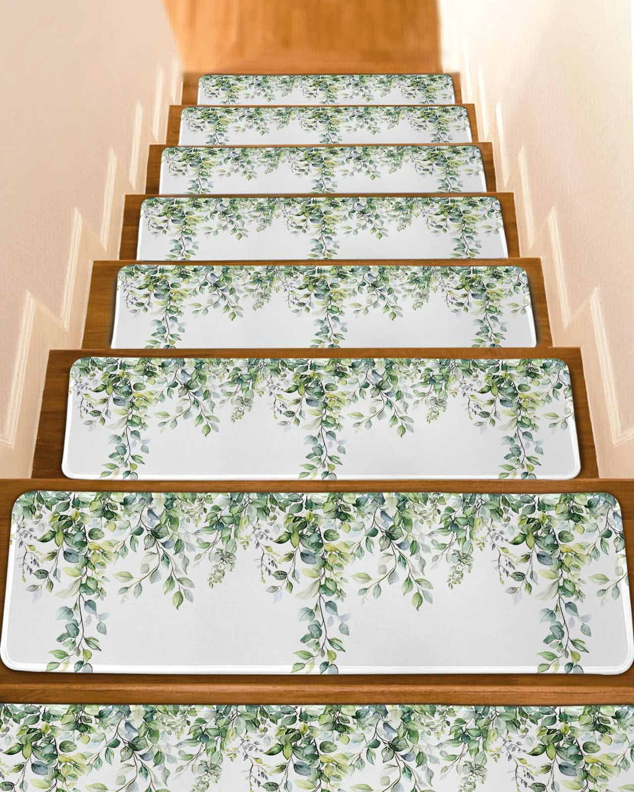 Summer Eucalyptus Leaves Stair Treads for Wooden Steps Indoor Runner ...