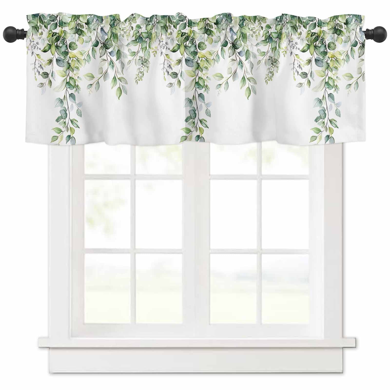 Summer Eucalyptus Leaves Valances for Windows Farmhouse Kitchen ...