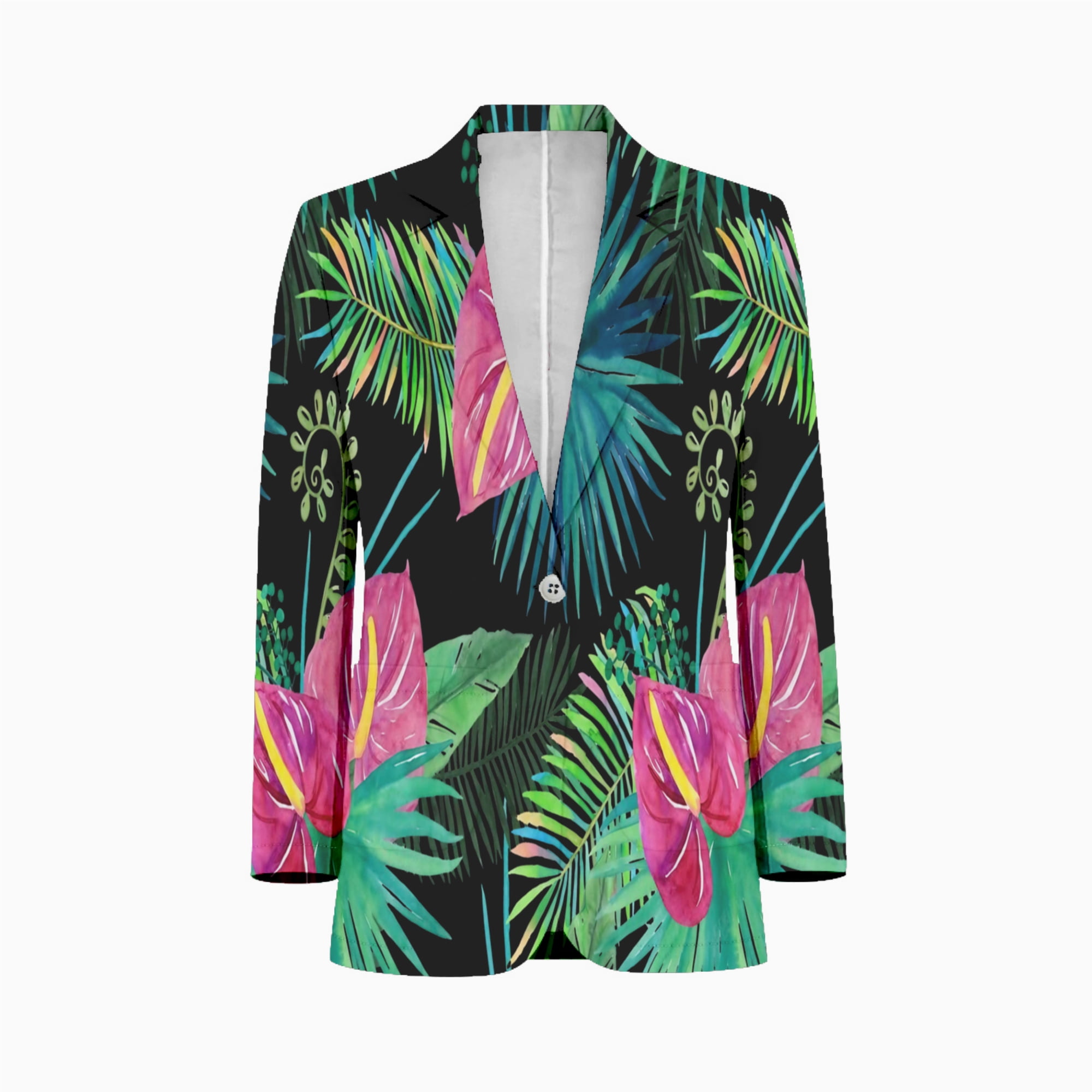 Summer Exotic Floral Tropical Palm Leaves Mens Suits Shawl Collar Slim ...