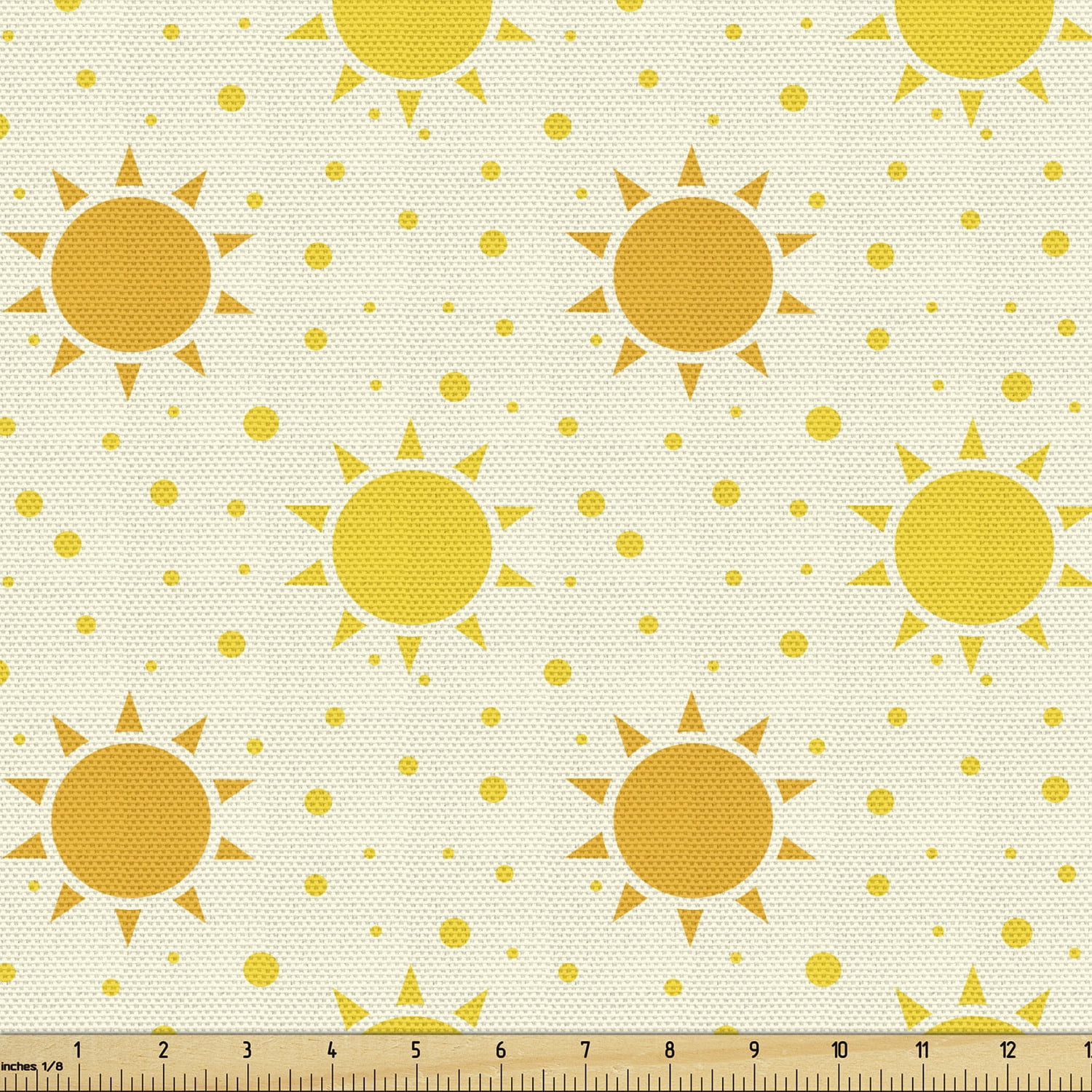 Ambesonne Summer Fabric by the Yard Upholstery, Sun Motif with Dots, 1 ...