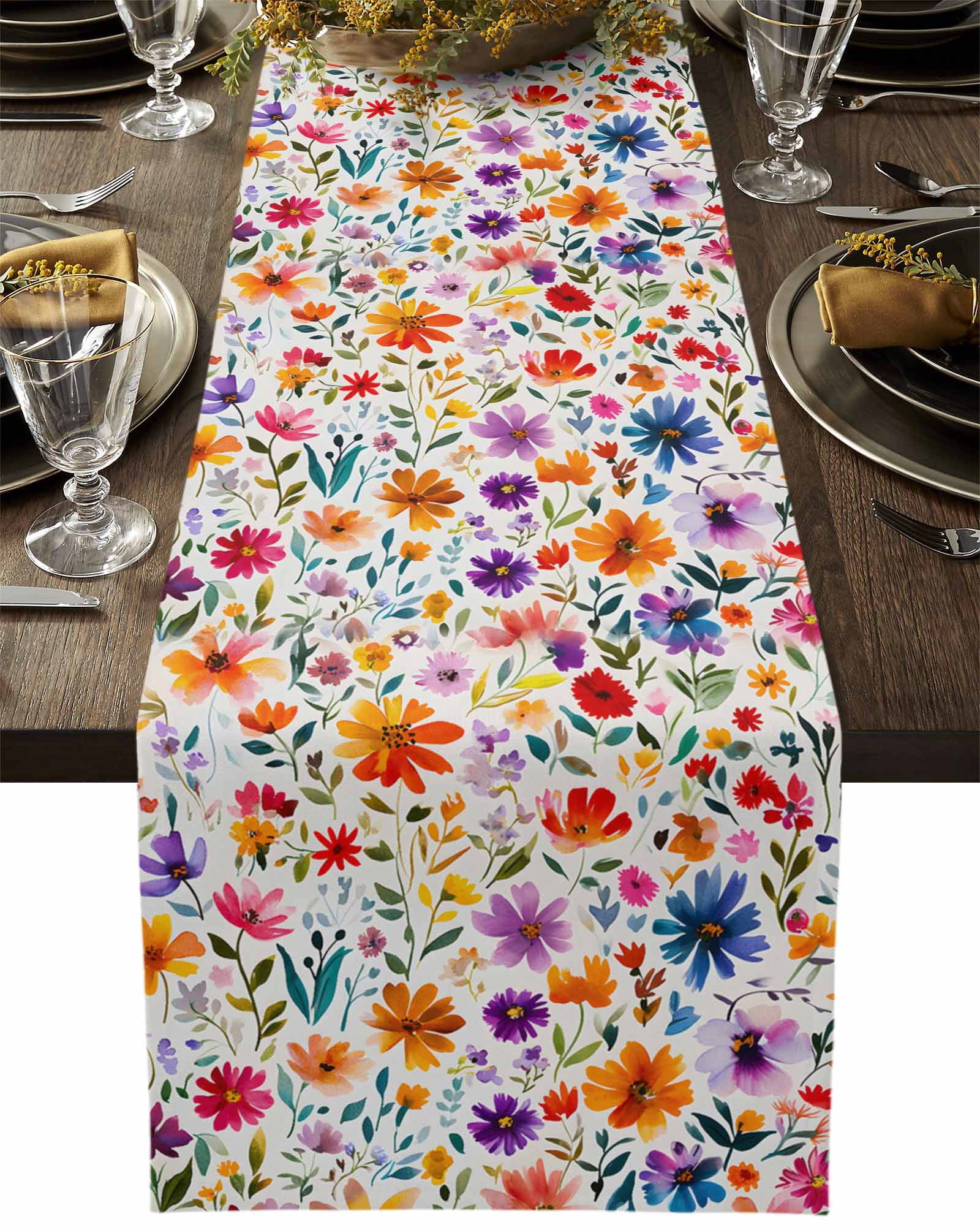 Summer Farm Ombre Flower Herb Table Runners 13x36 Inches Long Linen ...